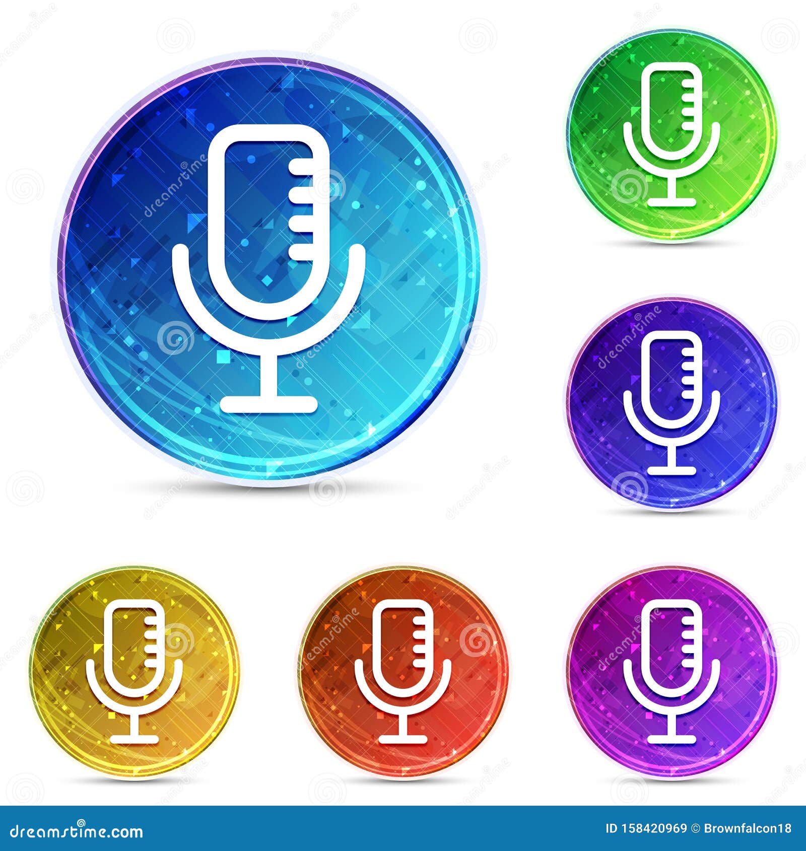 Microphone Icon Digital Abstract Round Buttons Set Illustration Stock ...
