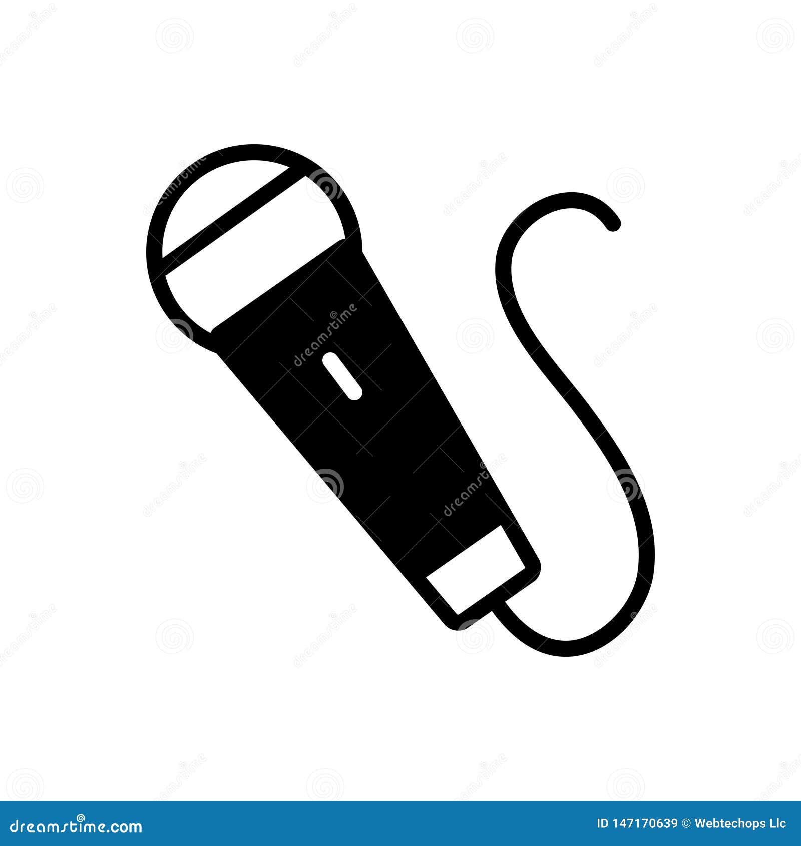 Black Solid Icon for Microphone, Audio and Wire Stock Vector ...