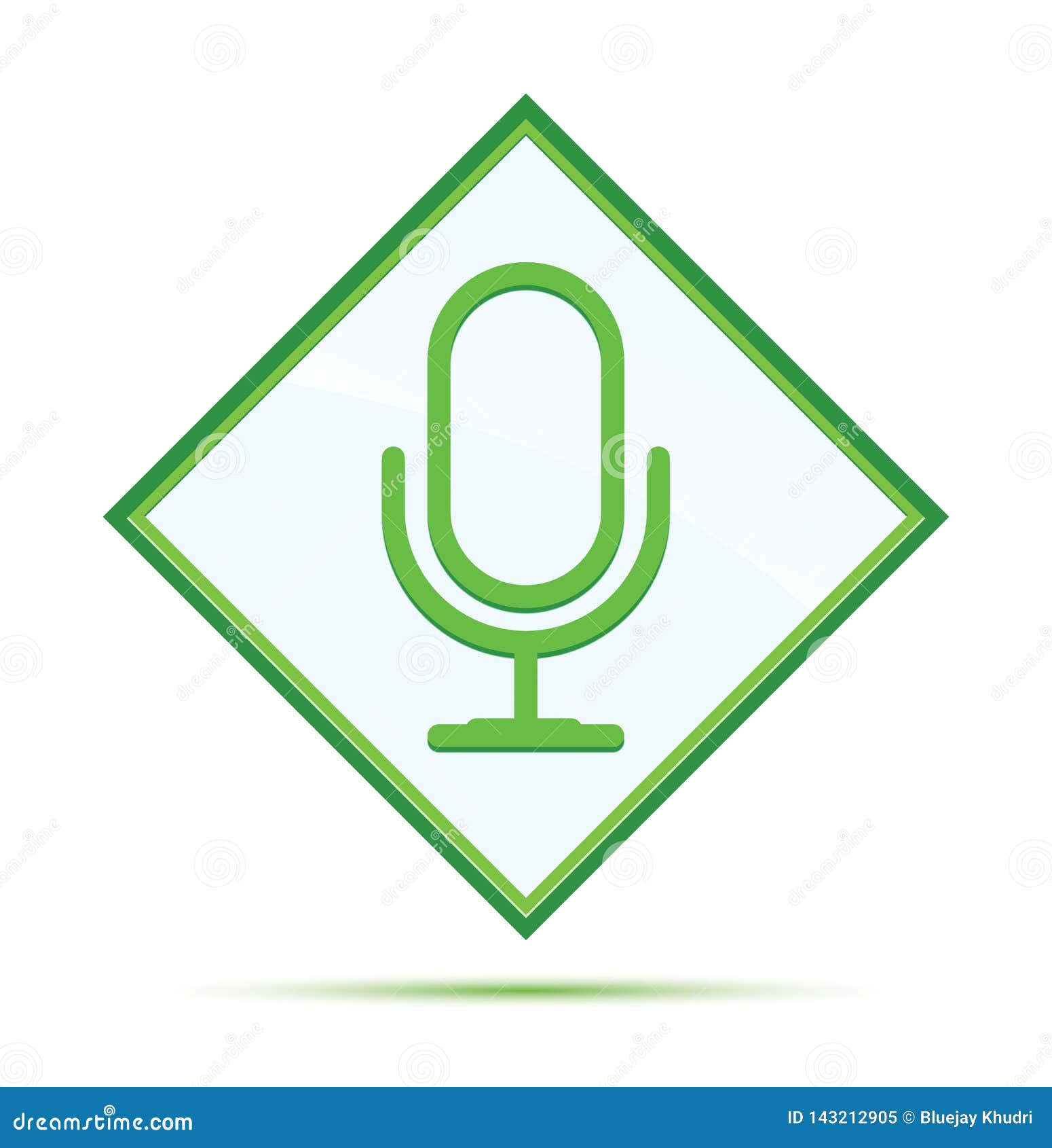 Microphone Icon Modern Abstract Green Diamond Button Stock Illustration ...