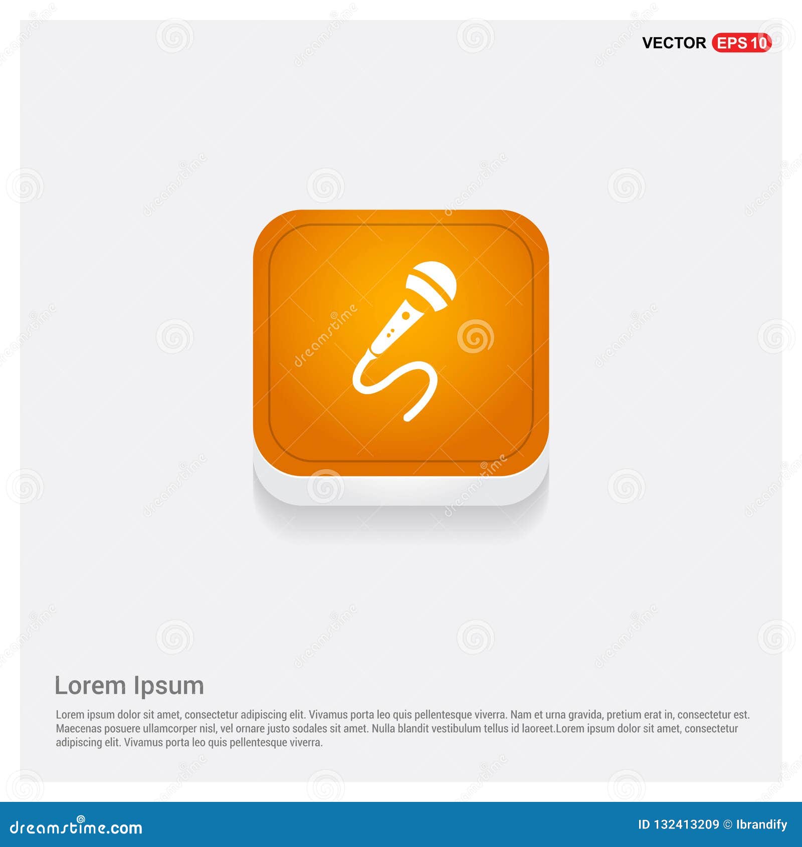 Microphone Icon Orange Abstract Web Button Stock Vector - Illustration ...