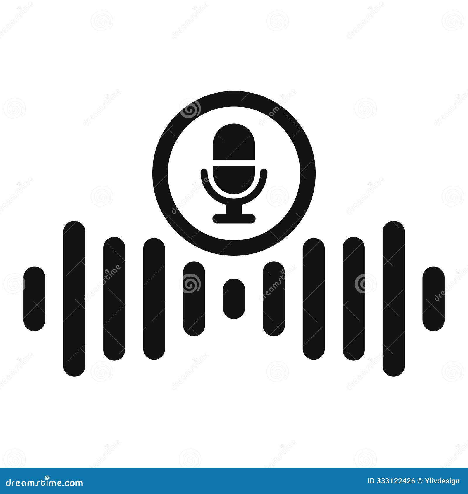 Microphone Icon Recording Audio Waves Symbol Stock Vector ...