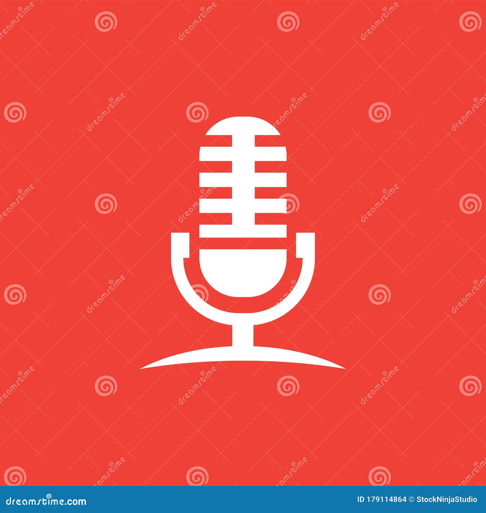 Microphone Icon on Red Background. Red Flat Style Vector Illustration ...