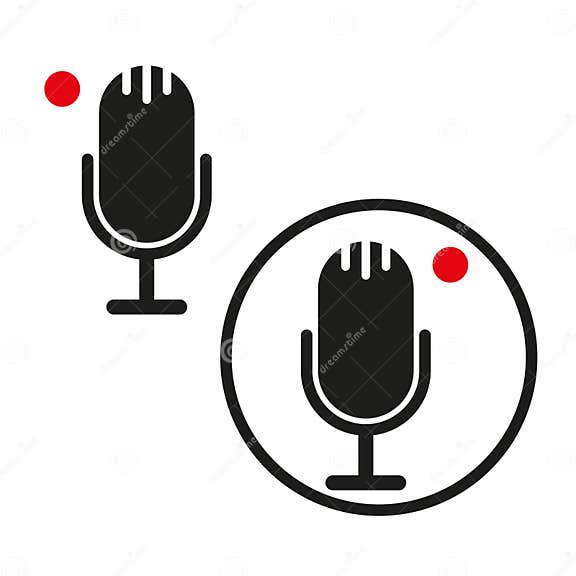 Microphone Icon with Red Dot. Recording Symbol Inside Circle. Bold ...
