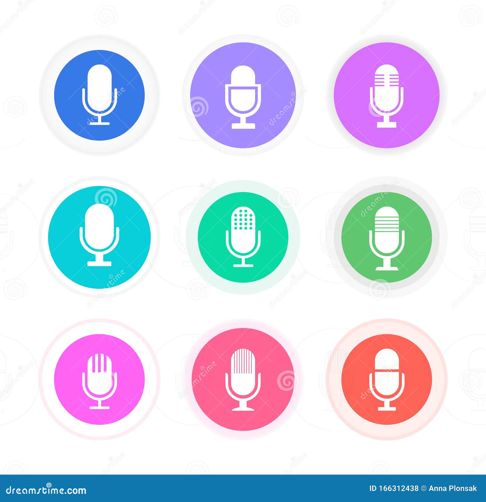 Microphone Icon. Set of Microphone Buttons Stock Illustration ...
