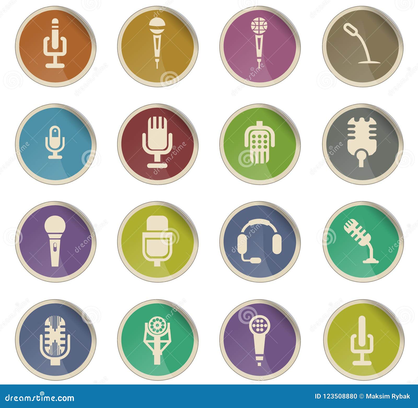 Microphone icon set stock vector. Illustration of studio - 123508880