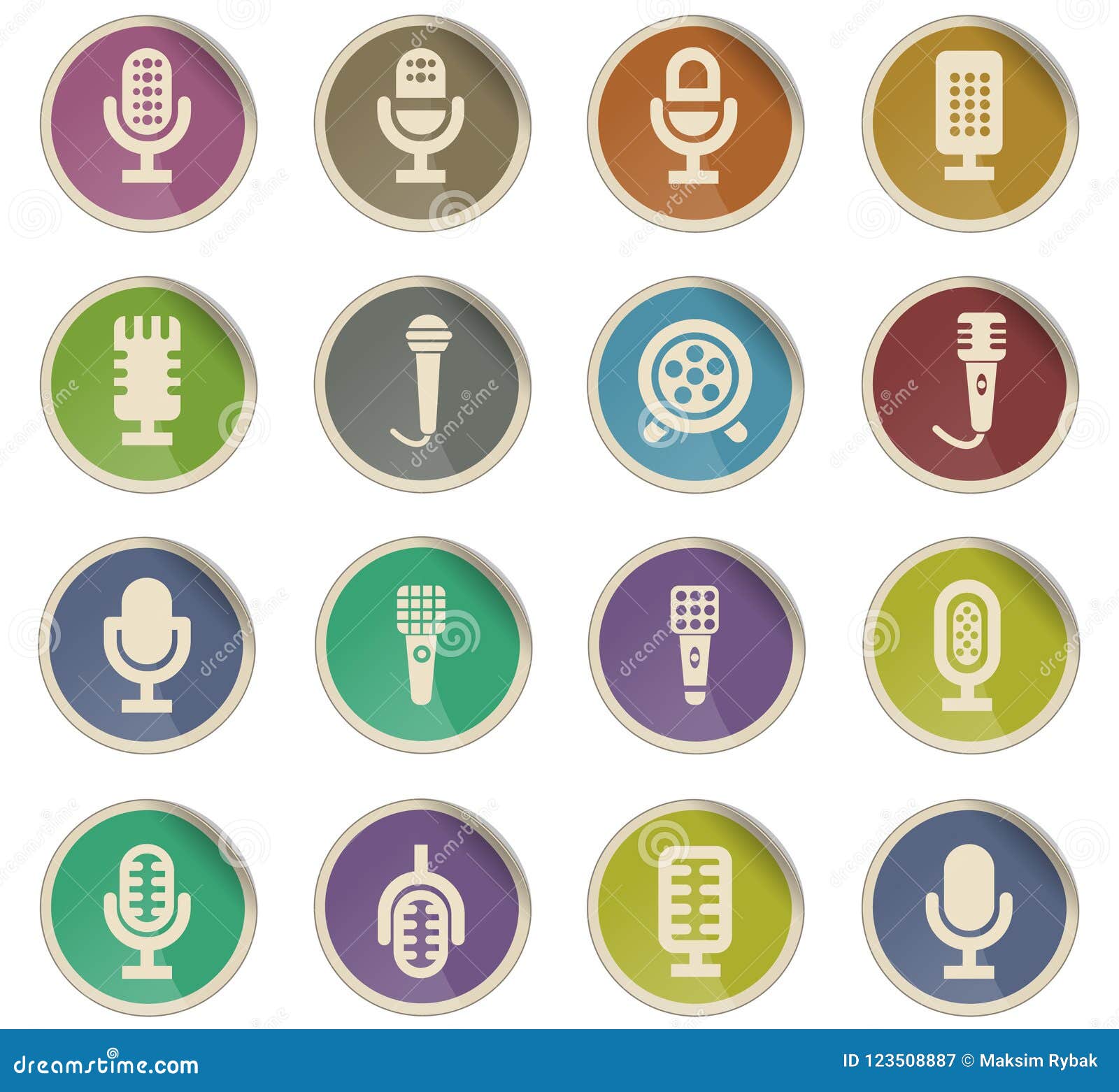 Microphone icon set stock vector. Illustration of rock - 123508887