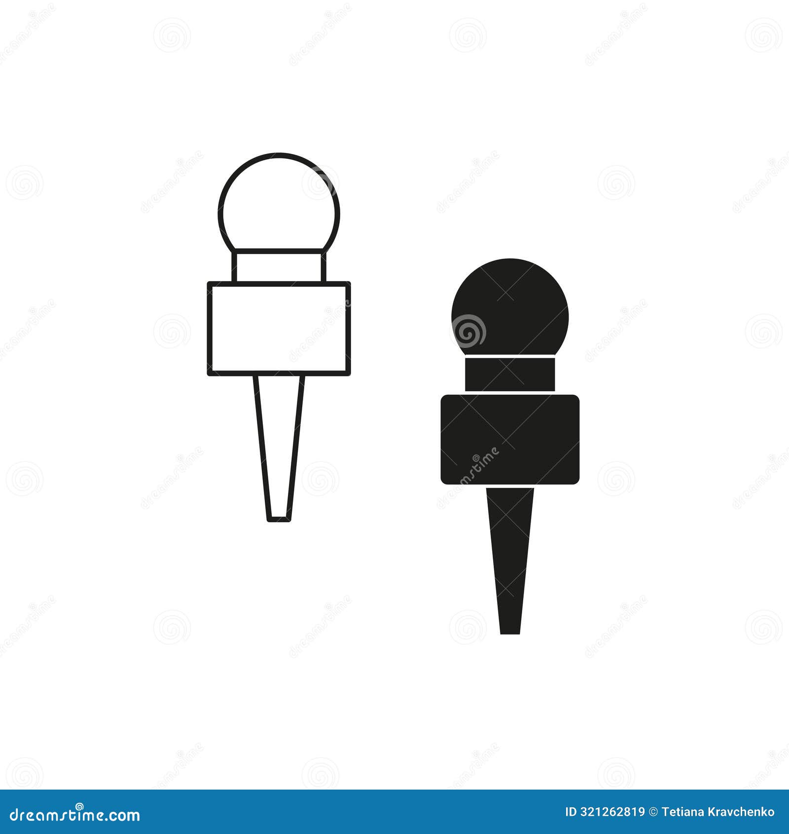 Microphone Icon Set. Simple Vector Symbols. Black and White Design ...