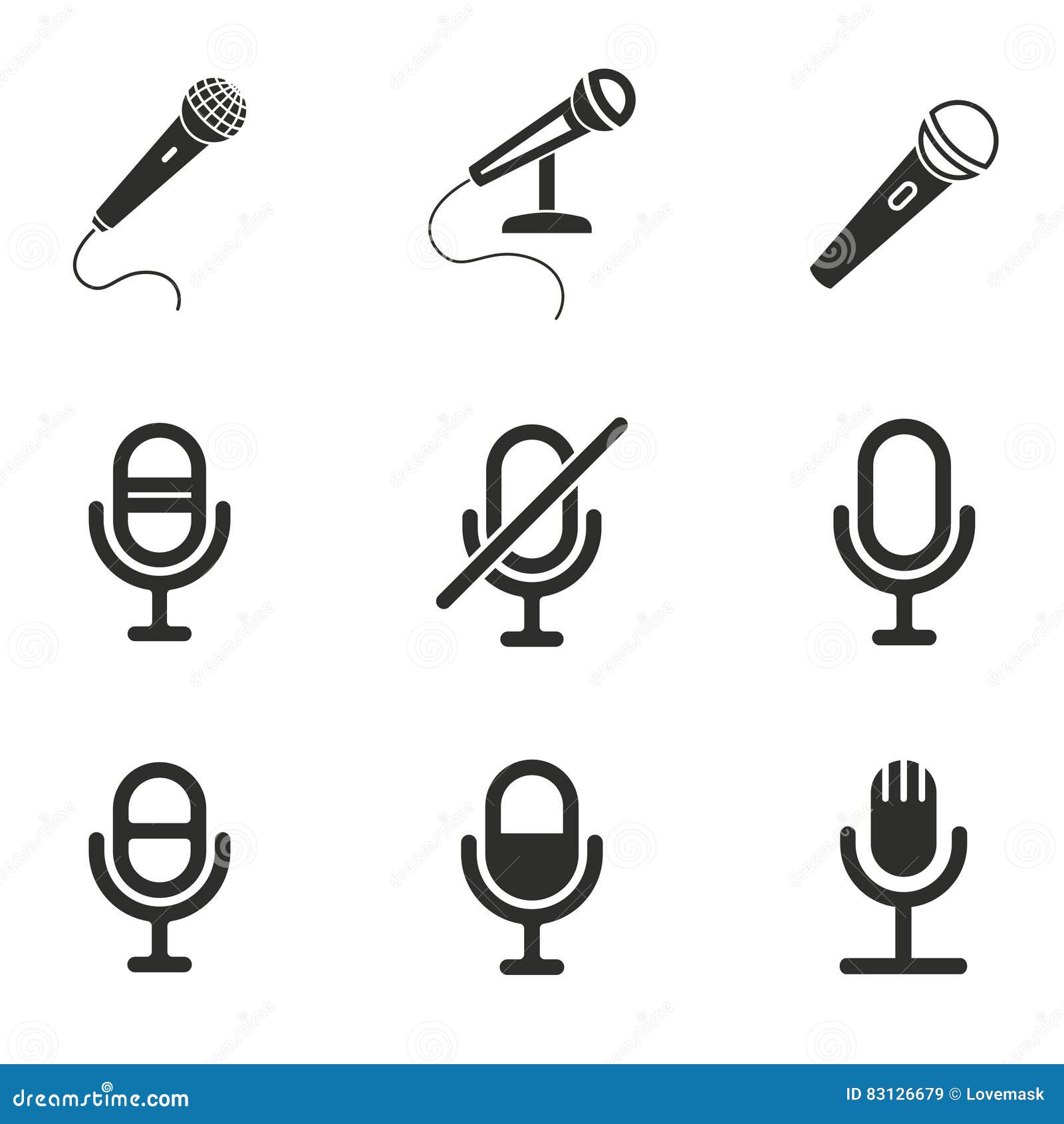 Microphone icon set. stock vector. Illustration of music - 83126679