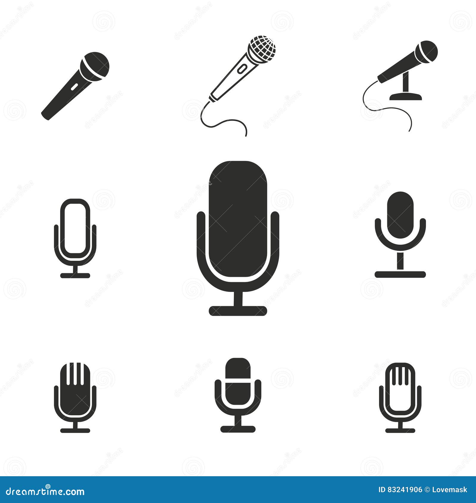 Microphone icon set. stock vector. Illustration of communication - 83241906
