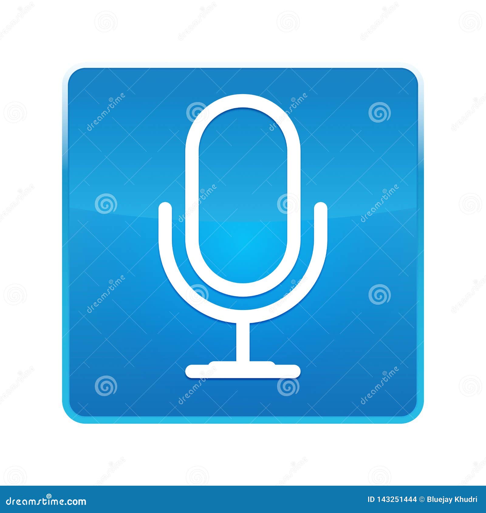 Microphone Icon Shiny Blue Square Button Stock Illustration ...