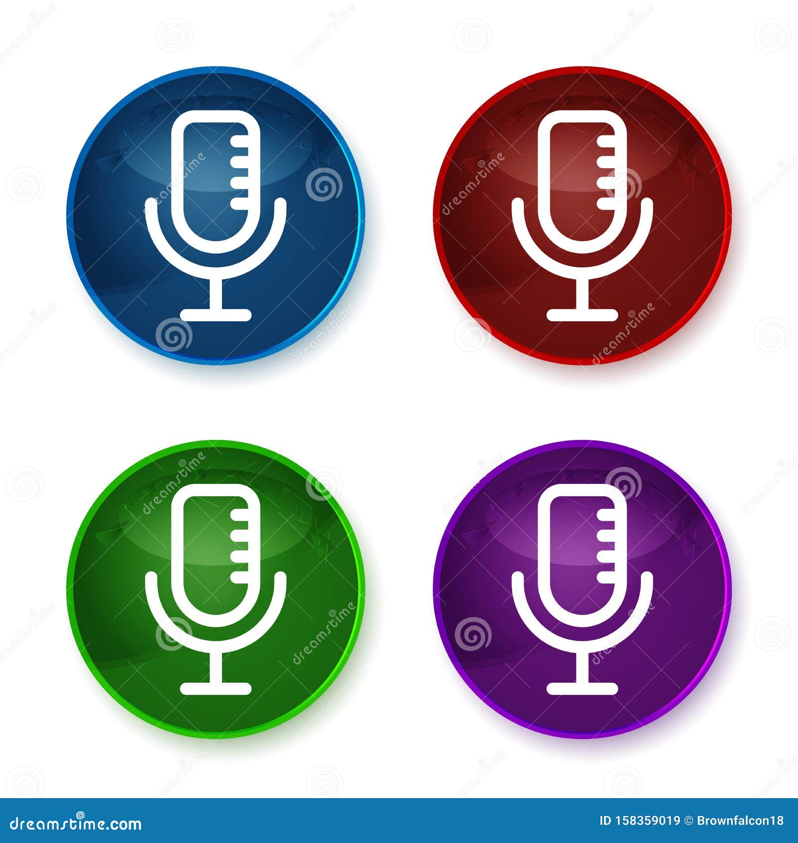 Microphone Icon Shiny Round Buttons Set Illustration Stock Vector ...