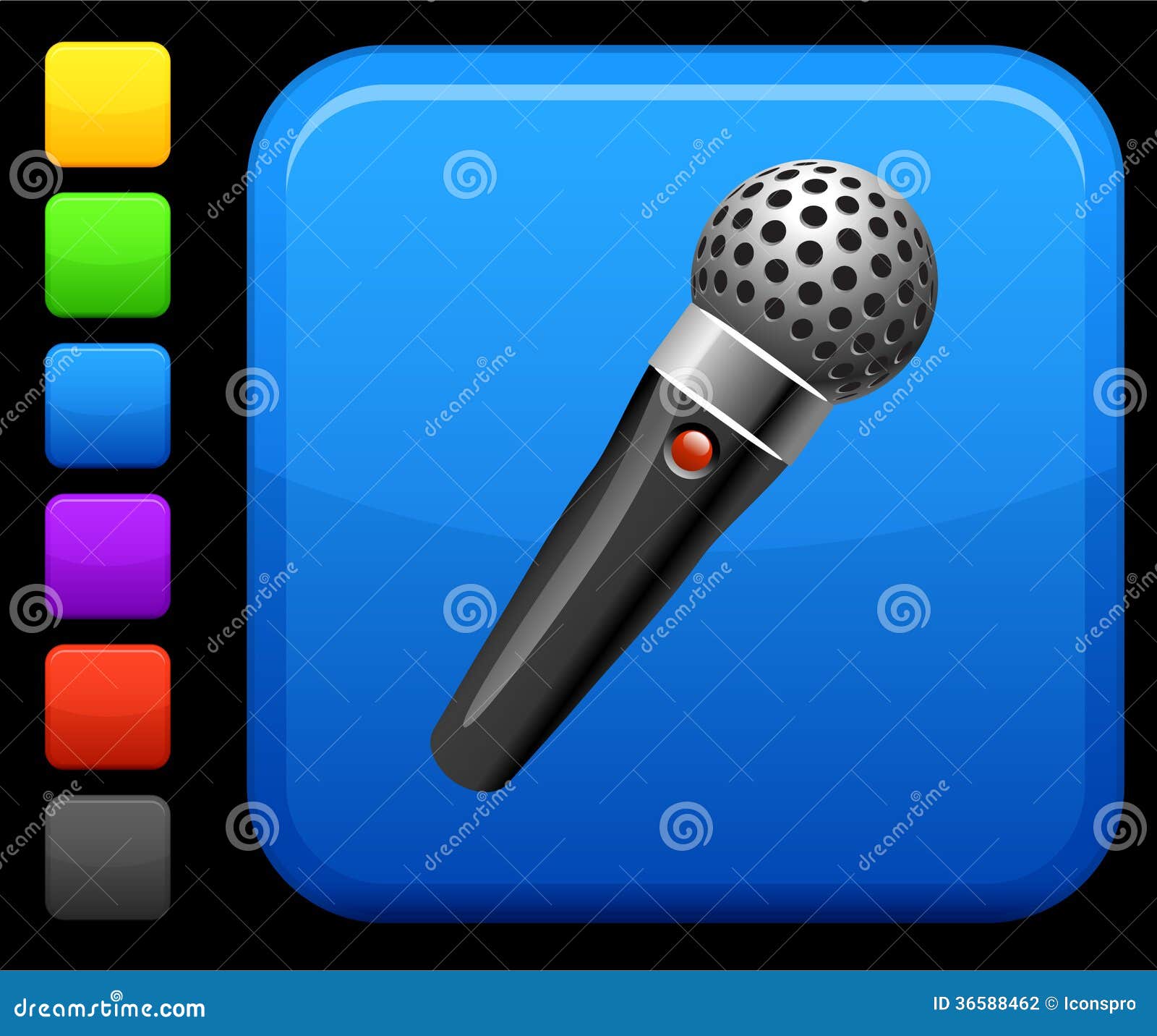 Microphone Icon on Square Internet Button Stock Illustration ...