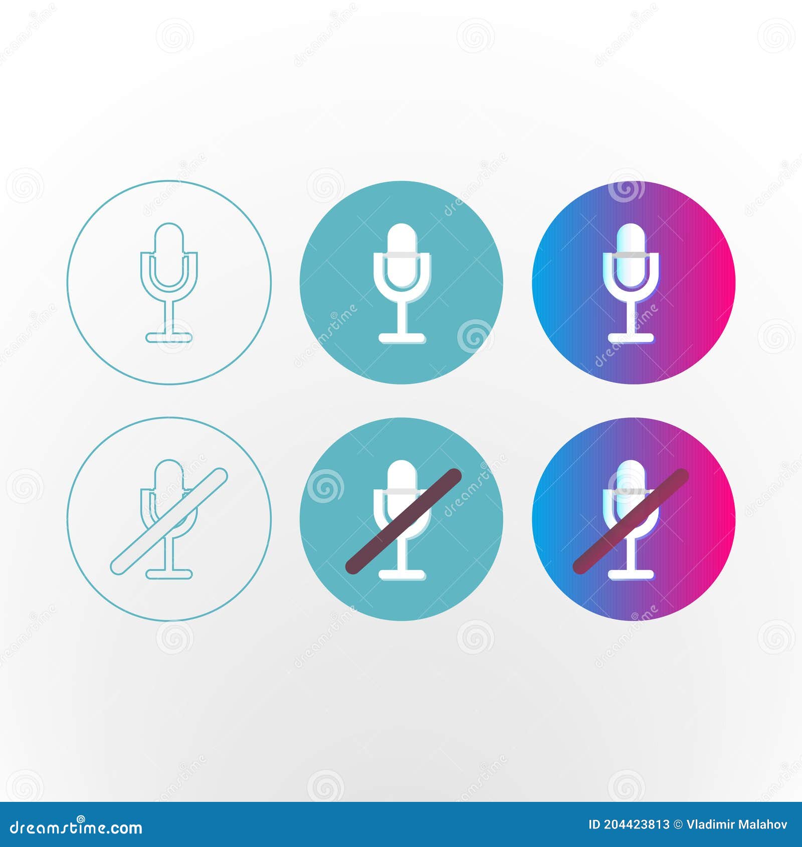 Microphone Icon with Turn Off Microphone. Stock Vector - Illustration ...