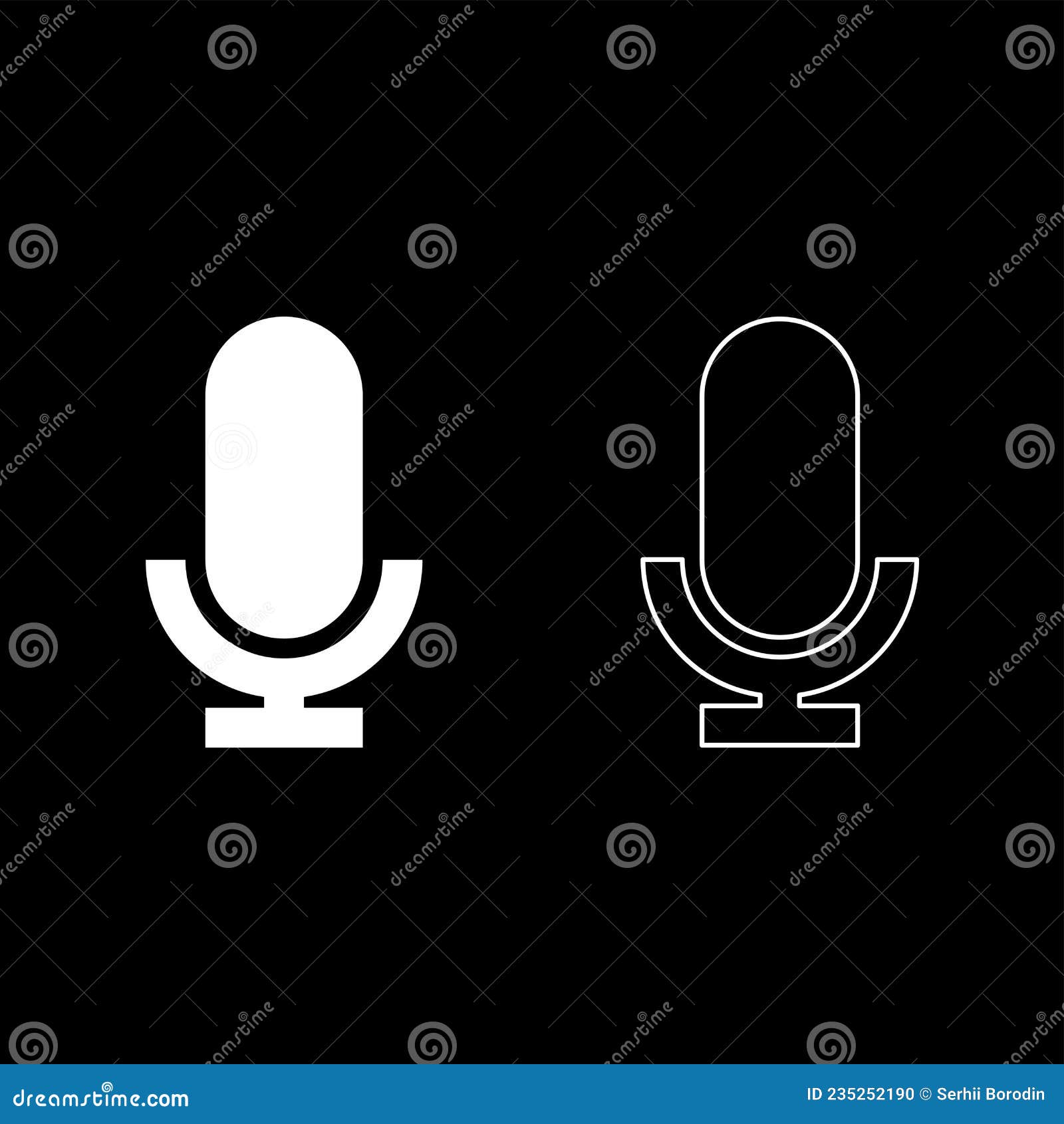 Microphone Icon White Color Vector Illustration Flat Style Image Set ...