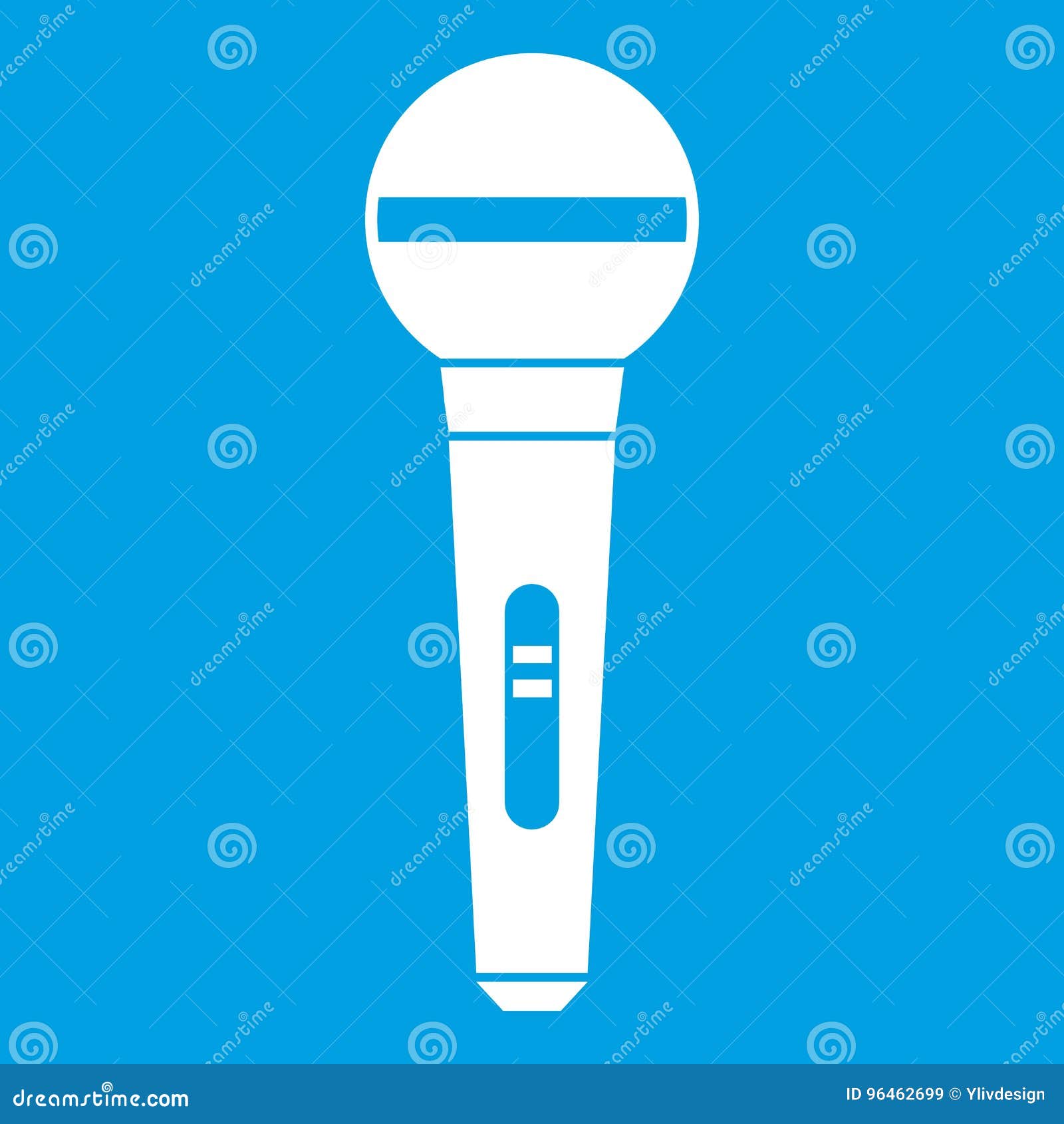 Microphone icon white stock vector. Illustration of sing - 96462699