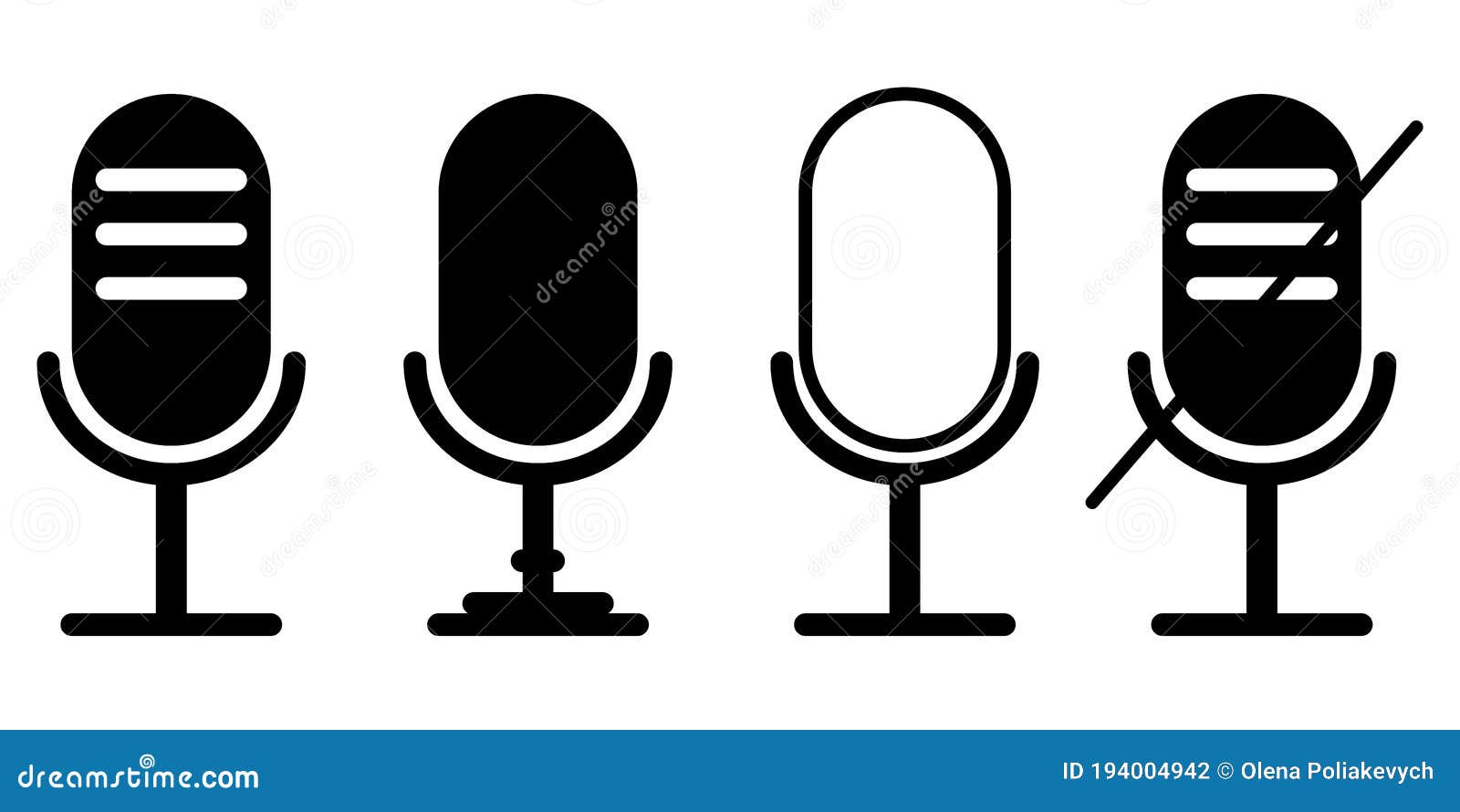 Microphone Icons. Microphone on and Off Buttons. No Entry Symbol ...