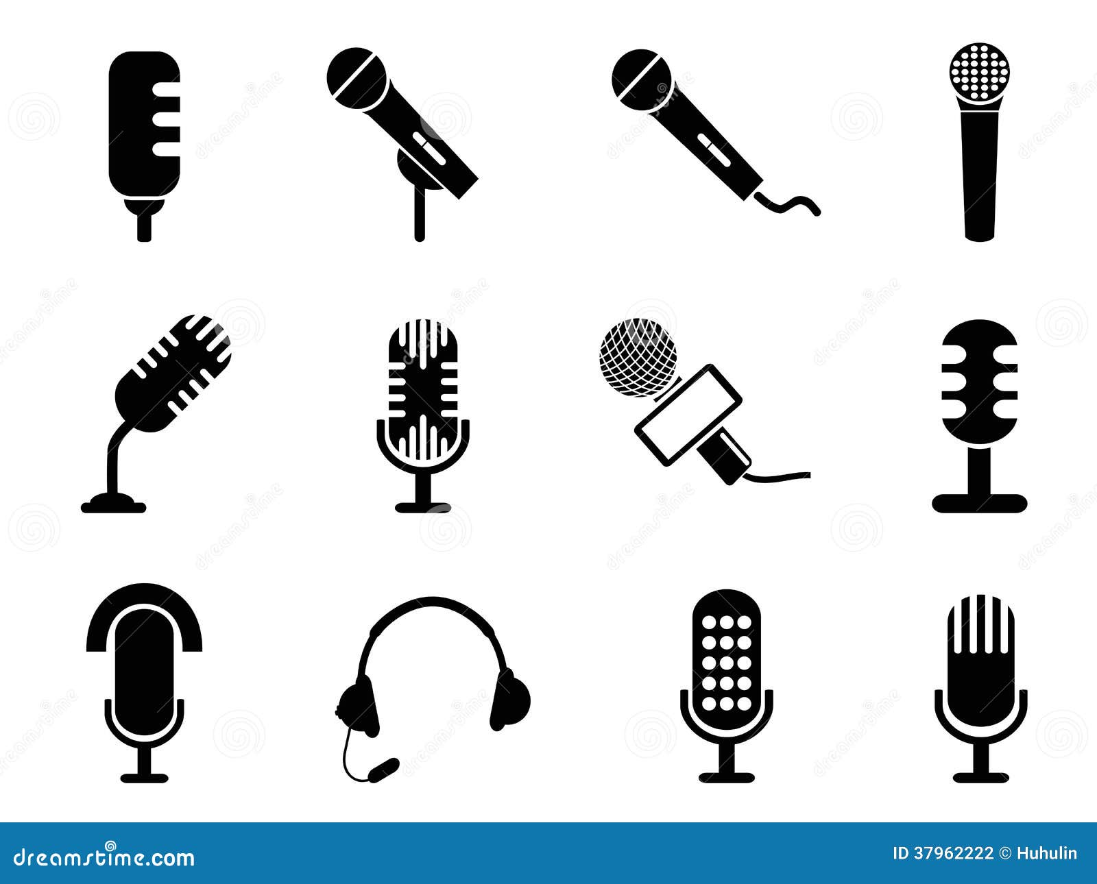 Microphone icons set stock vector. Illustration of background - 37962222