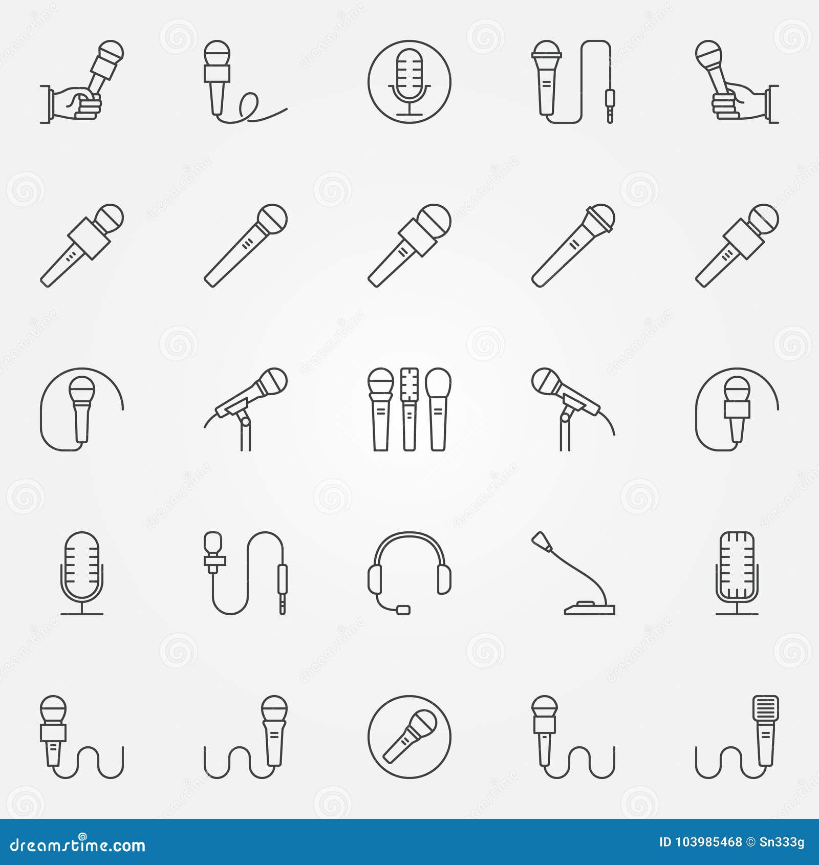 Microphone Icons Set - Vector Thin Line Concept Symbols Stock Vector ... Microphone Icons Set - Vector Thin Line Concept Symbols Stock Vector ...