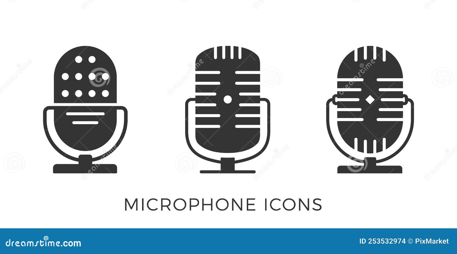 Microphone Icons Set. Microphone Vector Icon. Mic Illustration Symbol ...