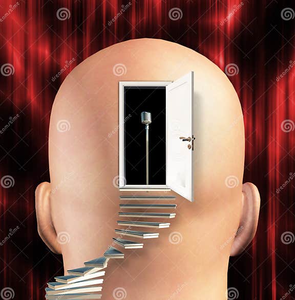 Microphone inside mind stock illustration. Illustration of cerebral ...