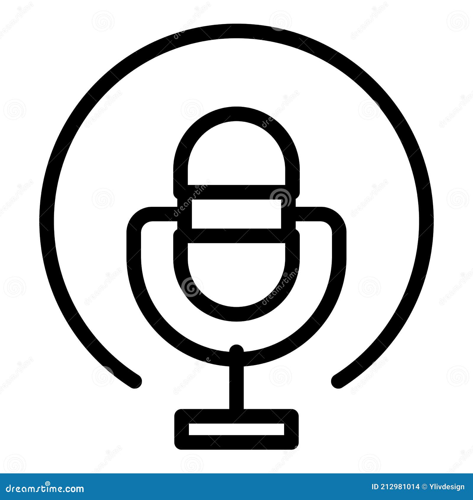 Microphone Interface Icon, Outline Style Stock Vector - Illustration of ...