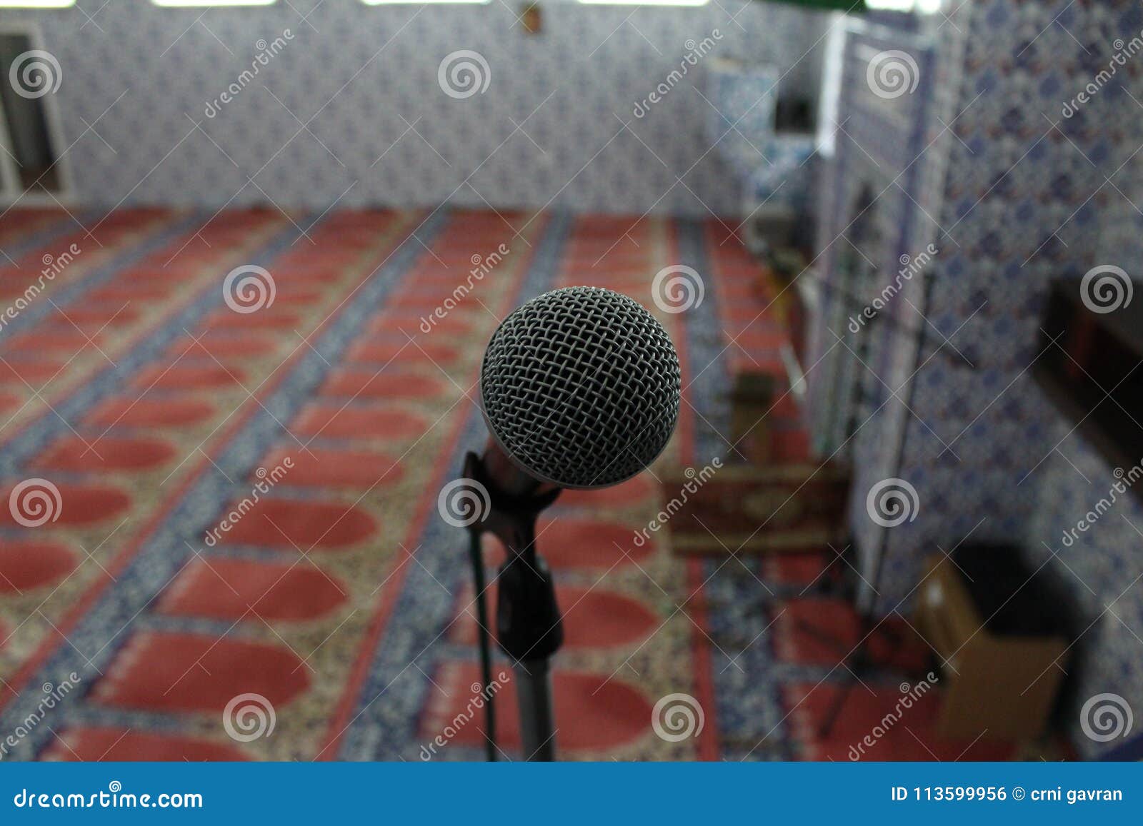 Microphone.Interior of the Mosque. Stock Photo - Image of jazz, band ...