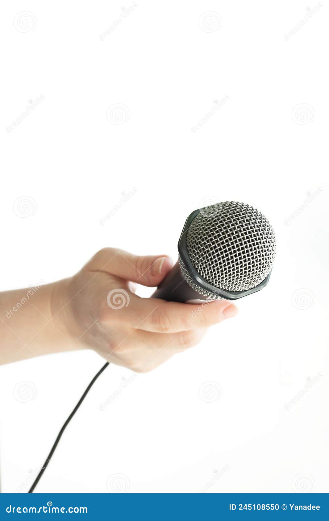 Microphone for an Interview, the Hand of a Press Journalist Holds a ...