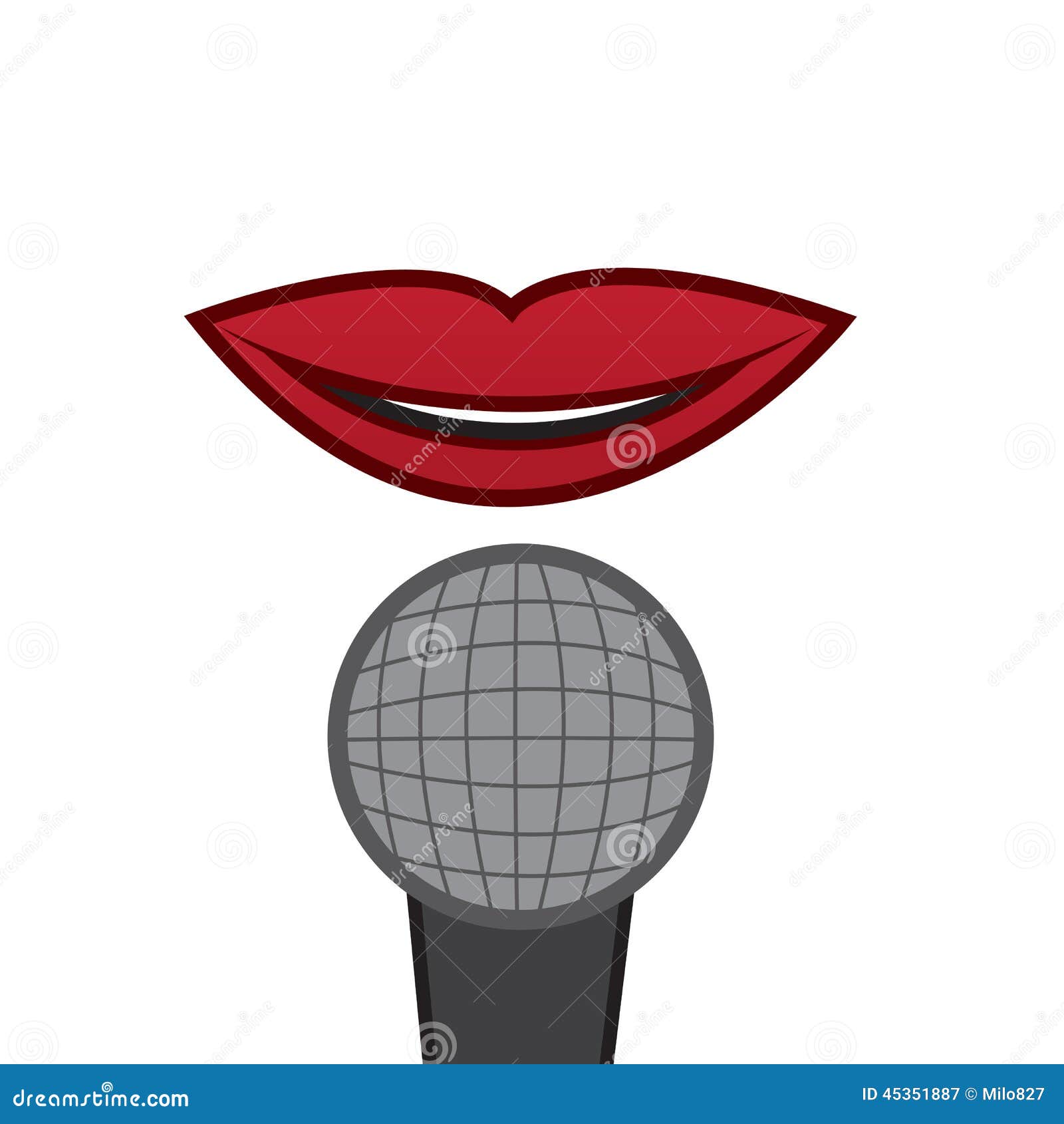 Microphone Isolated Lips stock vector. Illustration of gray - 45351887