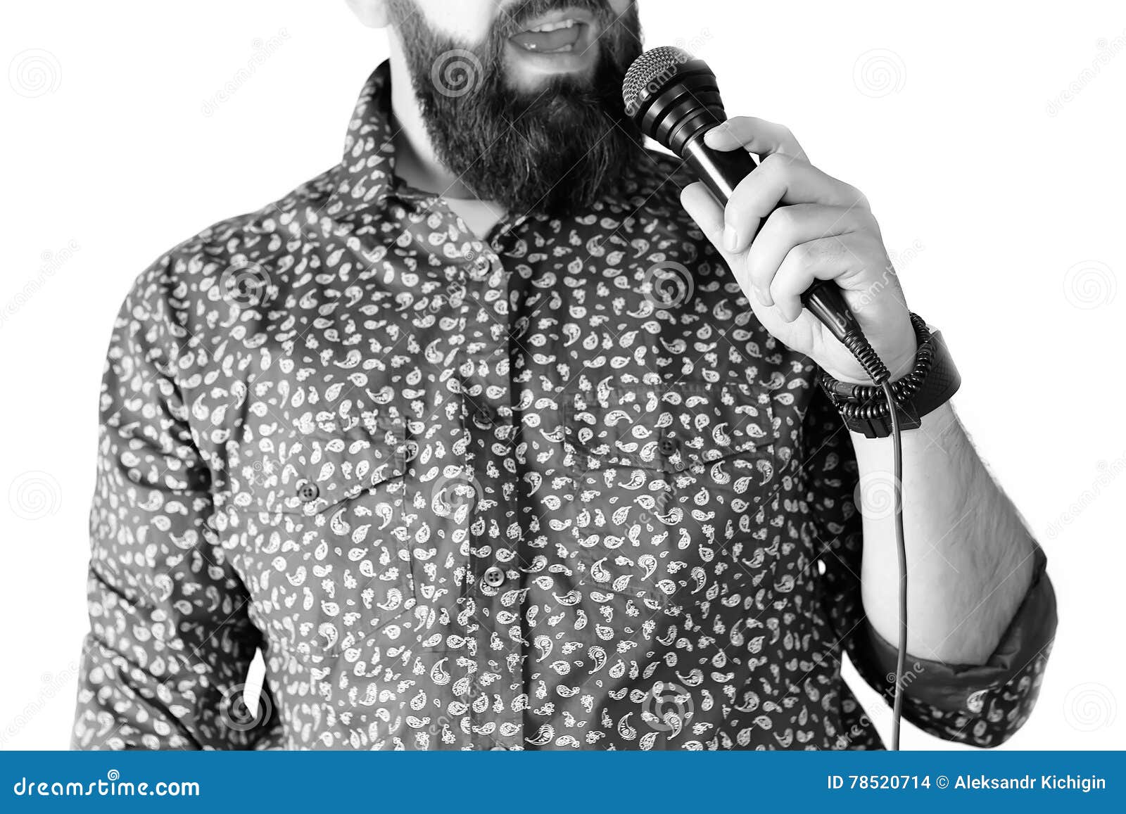 Microphone Isolated in Singing Man Hand Stock Photo - Image of male ...