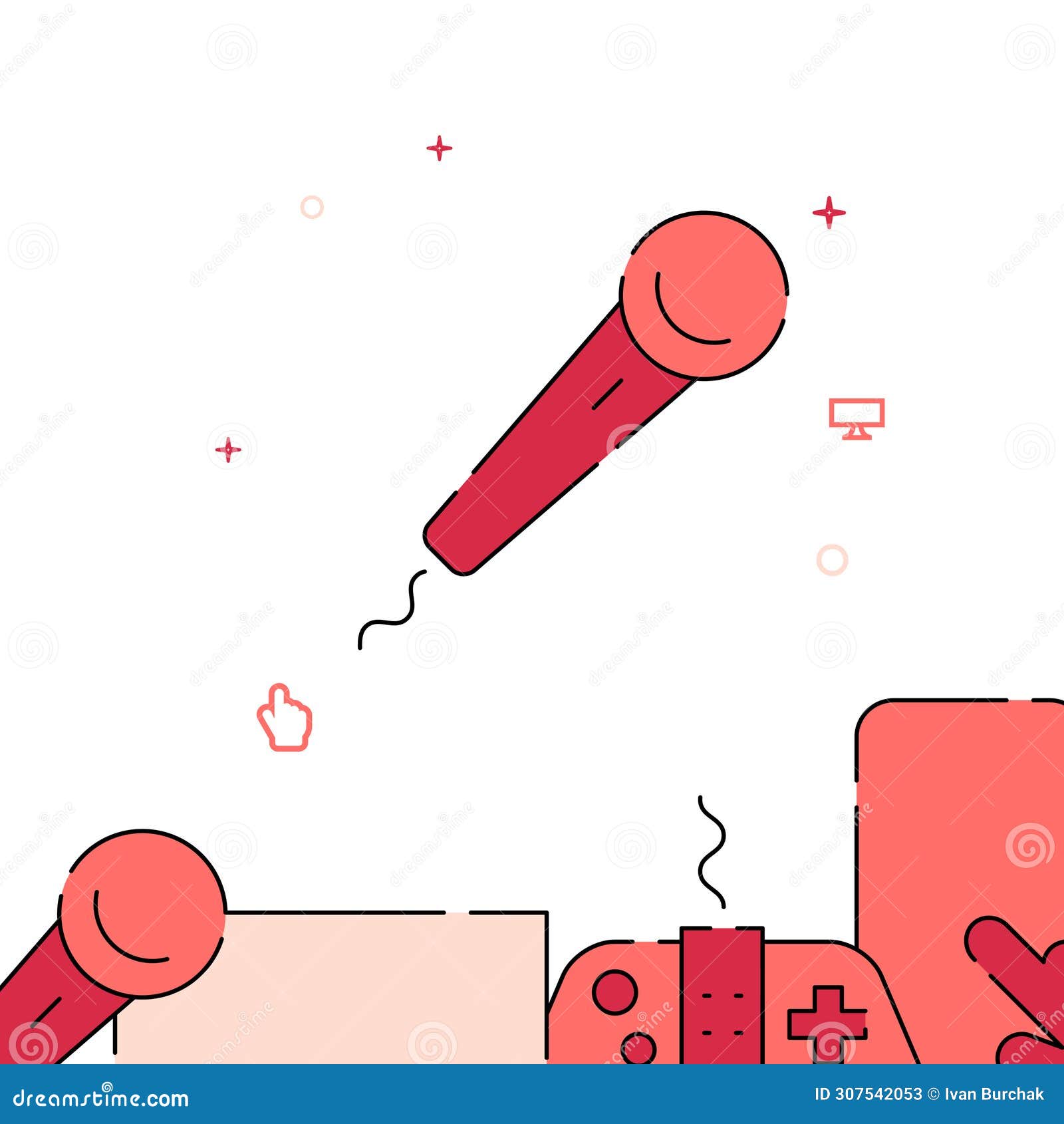 Microphone, Karaoke Filled Line Icon, Simple Vector Illustration Stock ...