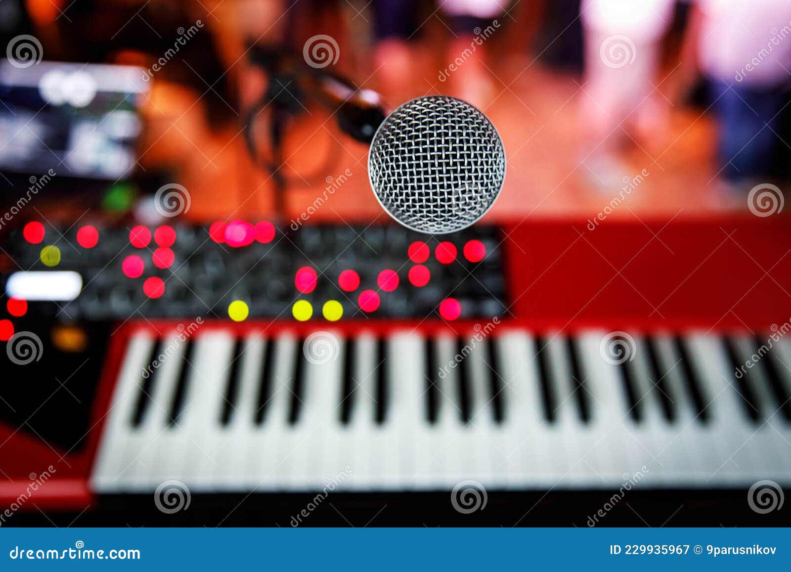 Microphone and Keys during the Concert. View from the Stage. Stock ...