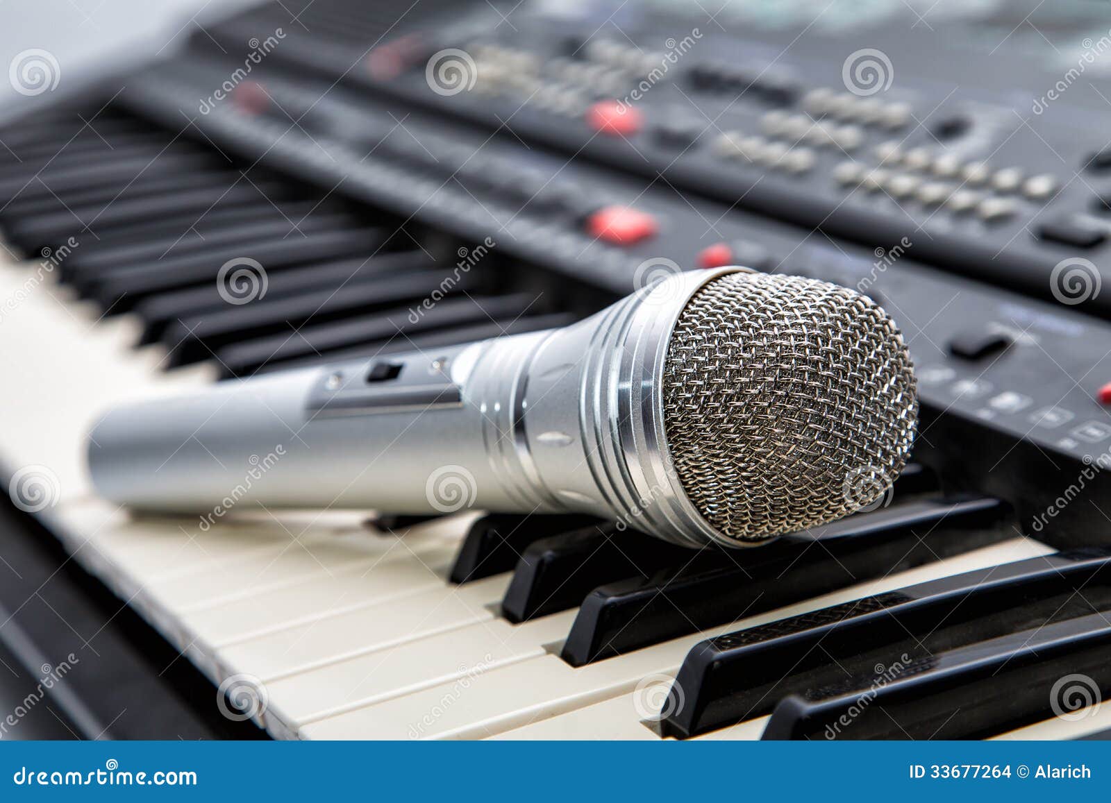 Microphone on Keys of a Musical Stock Photo - Image of concert ...