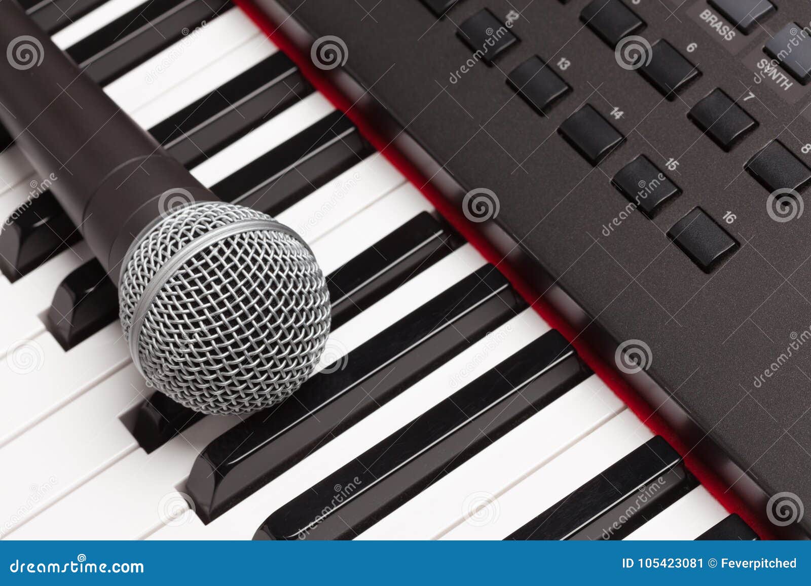 Microphone Laying on Electronic Synthesizer Keyboard Abstract Stock ...