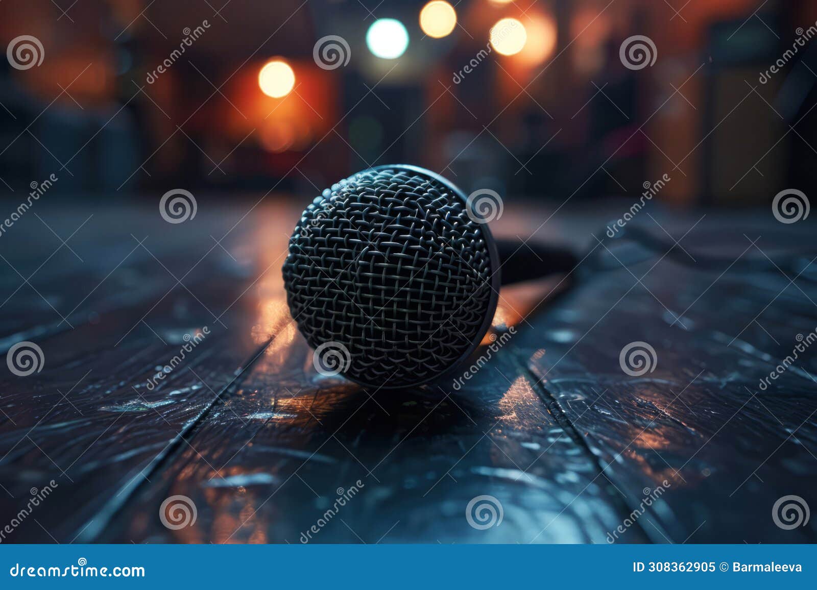 Microphone Laying on the Floor of a Stage. Generative AI Stock Image ...