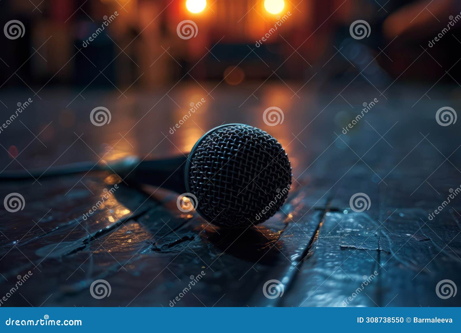 Microphone Laying on the Floor of a Stage. Generative AI Stock Photo ...