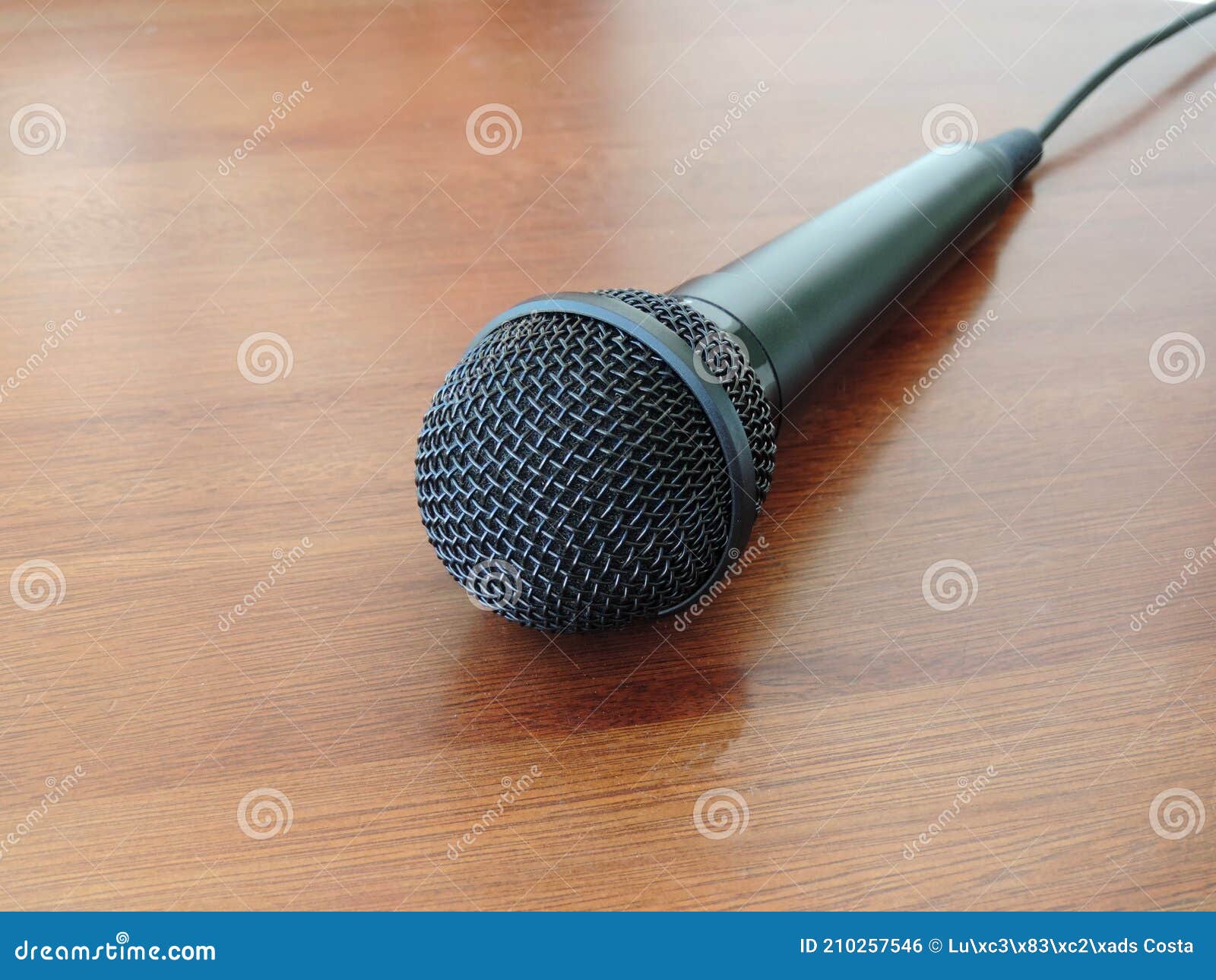 Microphone on the table stock photo. Image of song, karaoke - 210257546