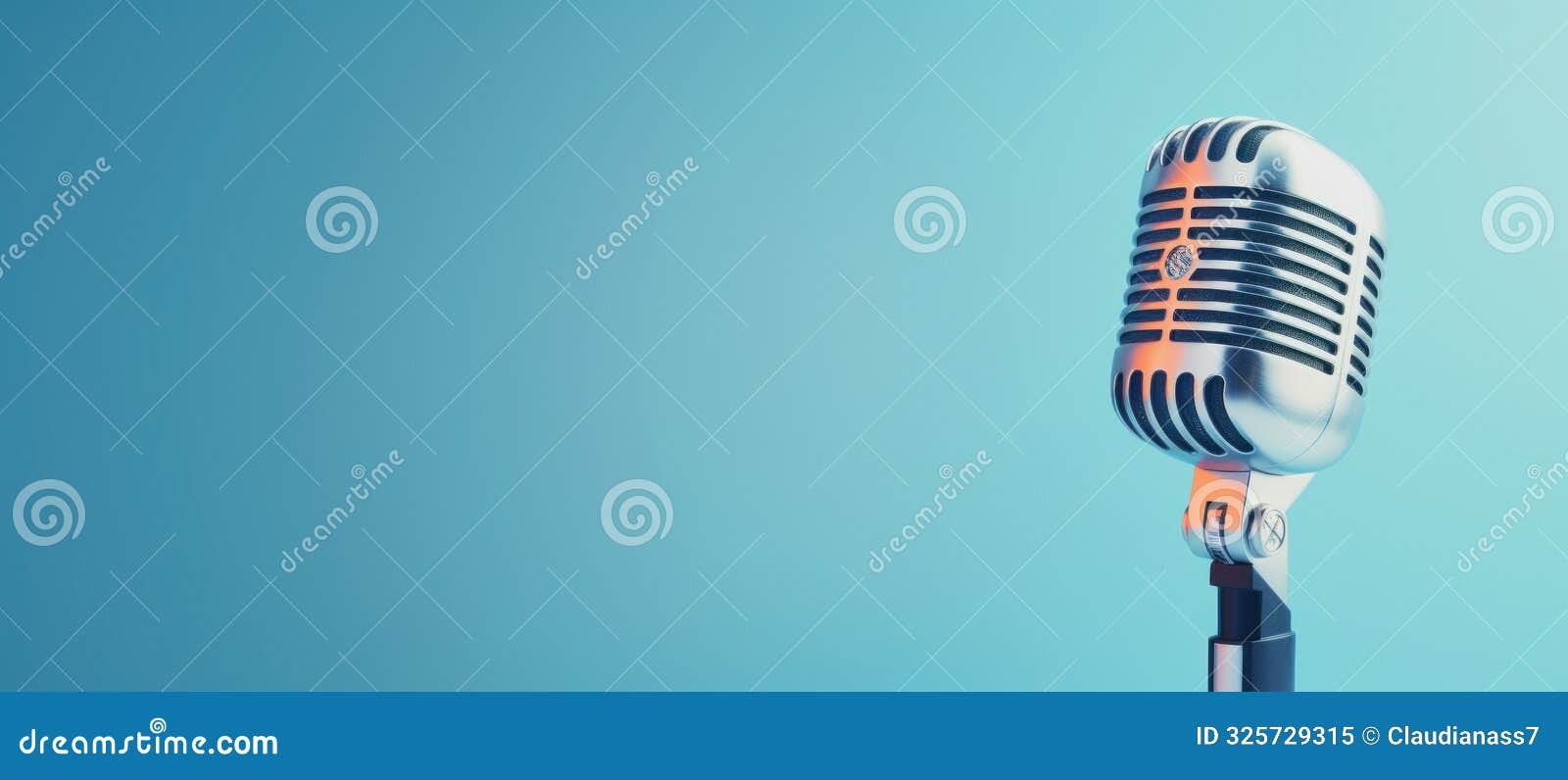 Microphone on a Light Blue Background with Copyspace Stock Image ...