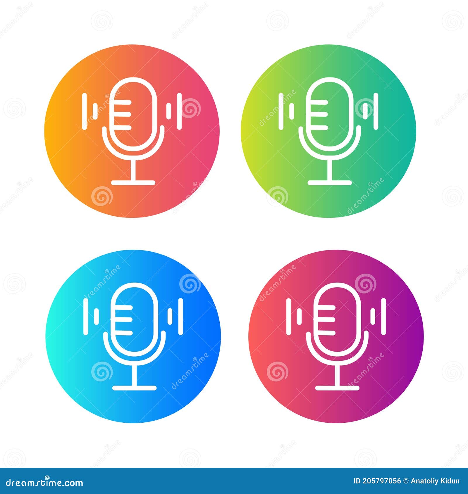 Microphone Line Icon. Music Mic Sign. Musical Device Symbol. Gradient ...