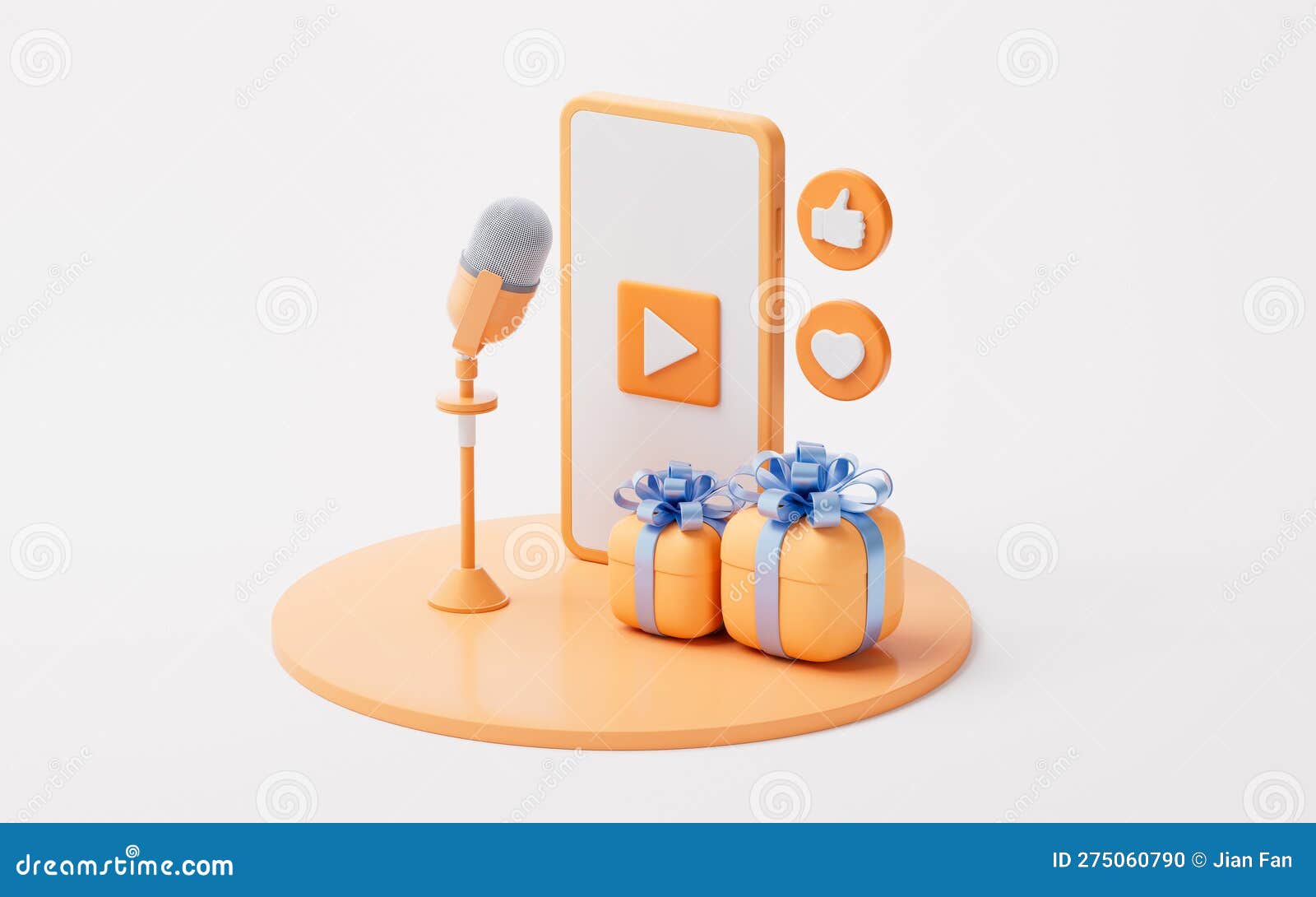 Microphone Live Streaming and Gift Boxes, 3d Rendering Stock ...