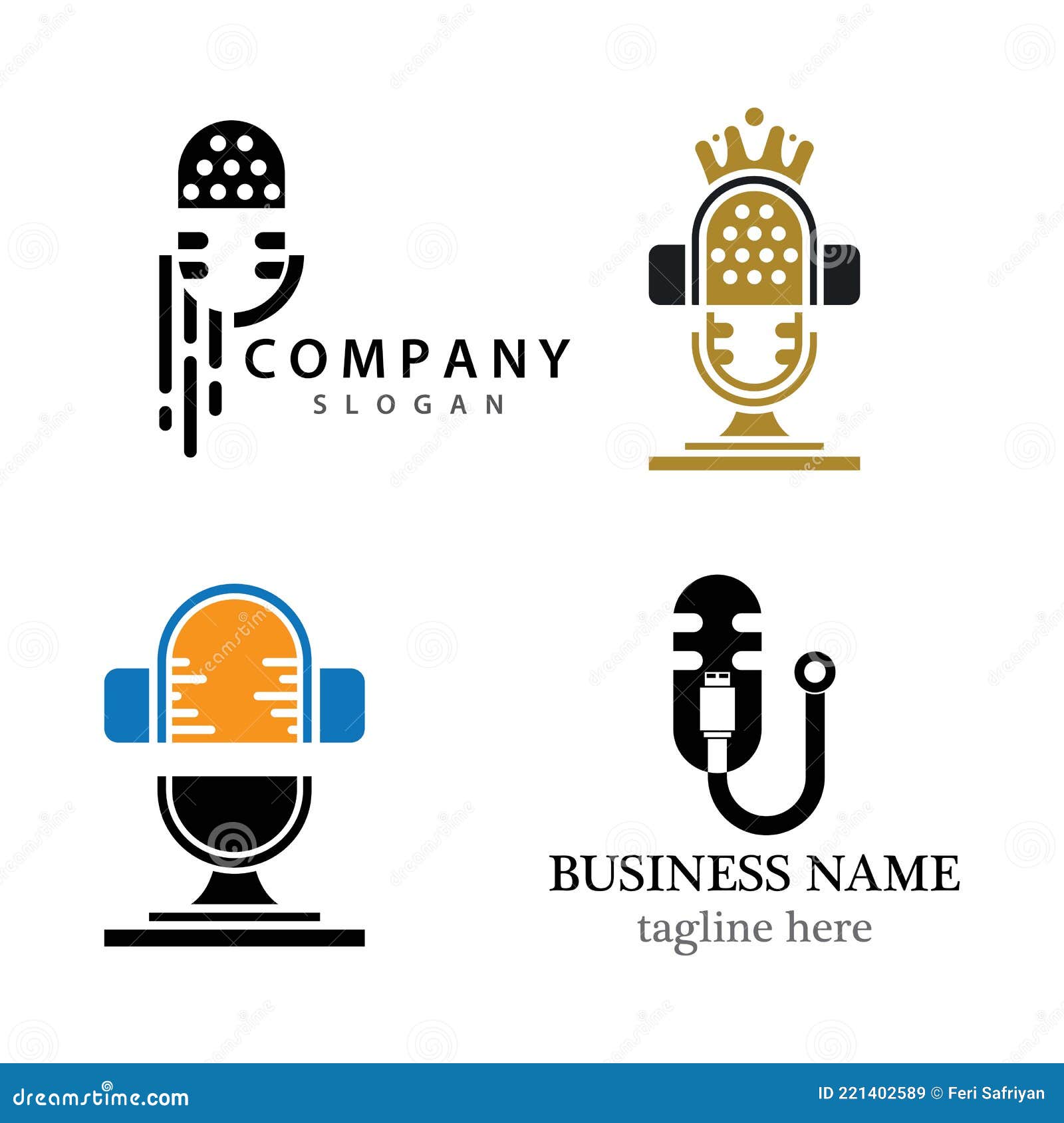 Microphone logo icon set stock vector. Illustration of symbol - 221402589