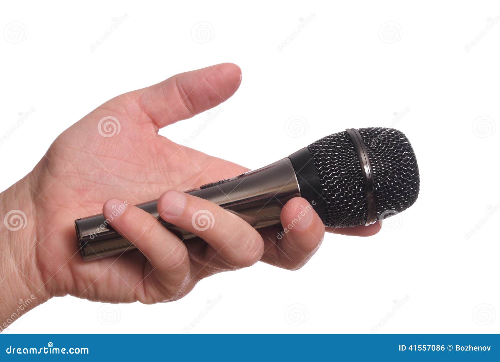 Microphone in the Man S Hand Stock Photo - Image of black, information ...