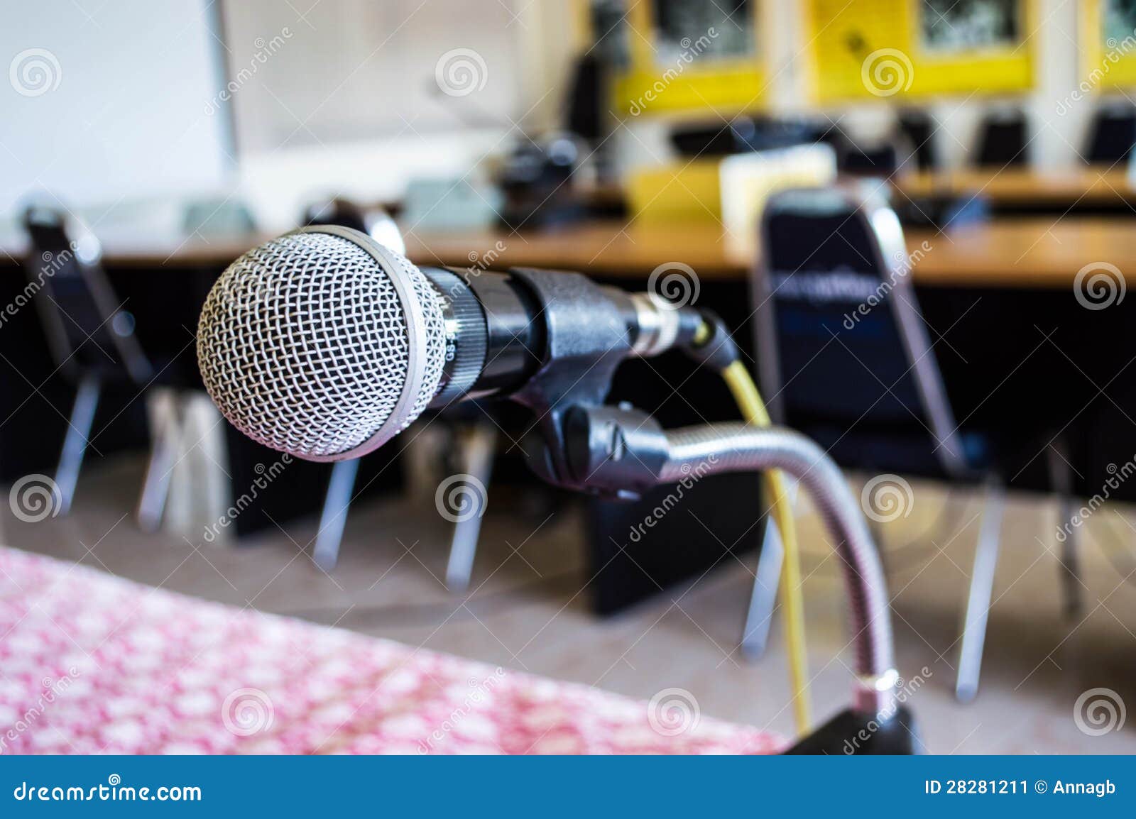 Microphone in meeting room stock image. Image of talk - 28281211