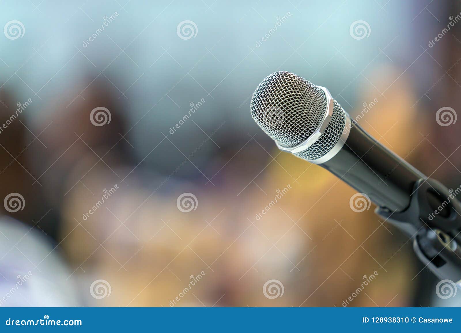 Microphone in Meeting Room for a Conference Stock Photo - Image of ...
