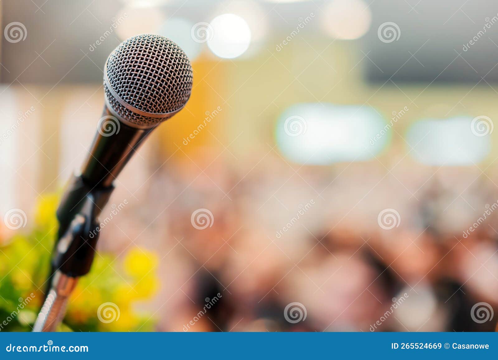 Microphone in Meeting Room for a Conference Stock Image - Image of hall ...