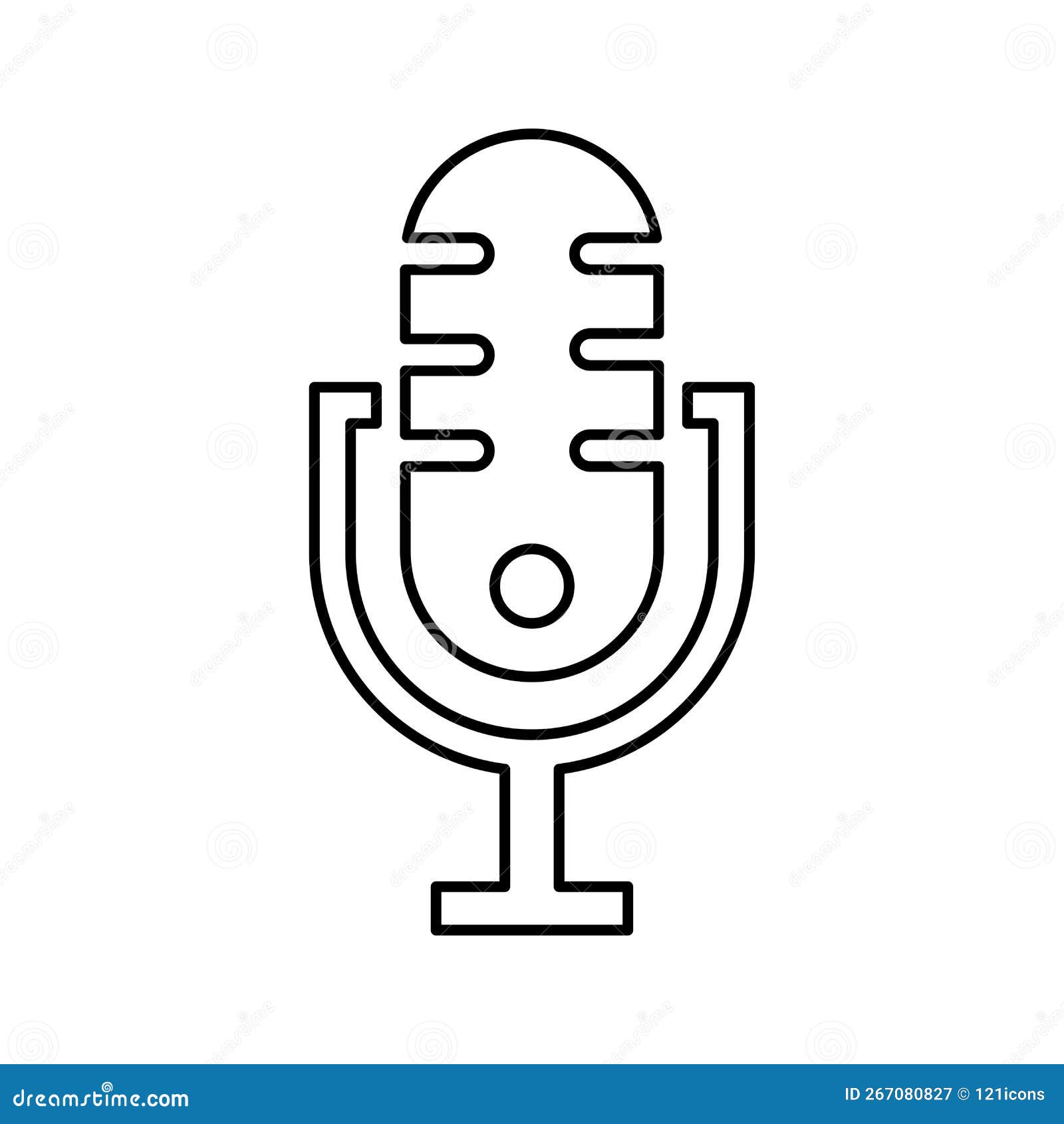 Microphone, Mic Outline Icon. Line Art Vector Stock Illustration ...