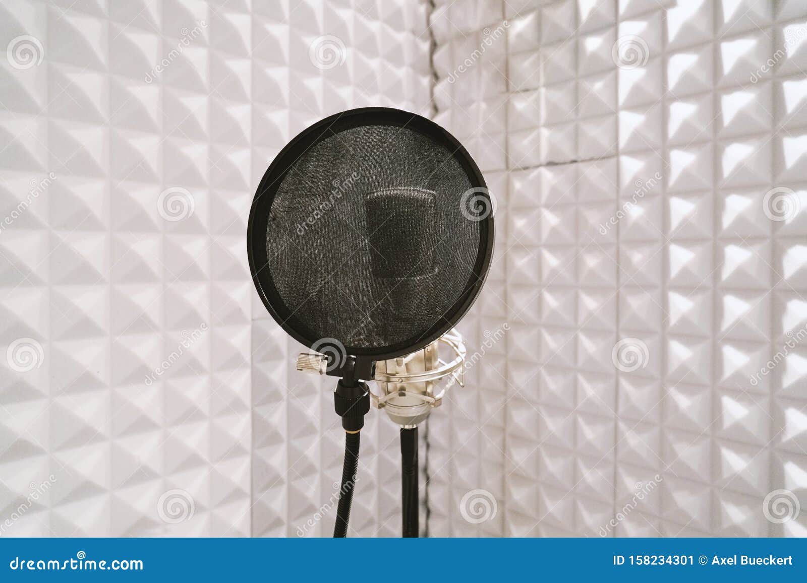 Microphone on Mic Stand in Soundproof Isolation Booth for Vocal ...