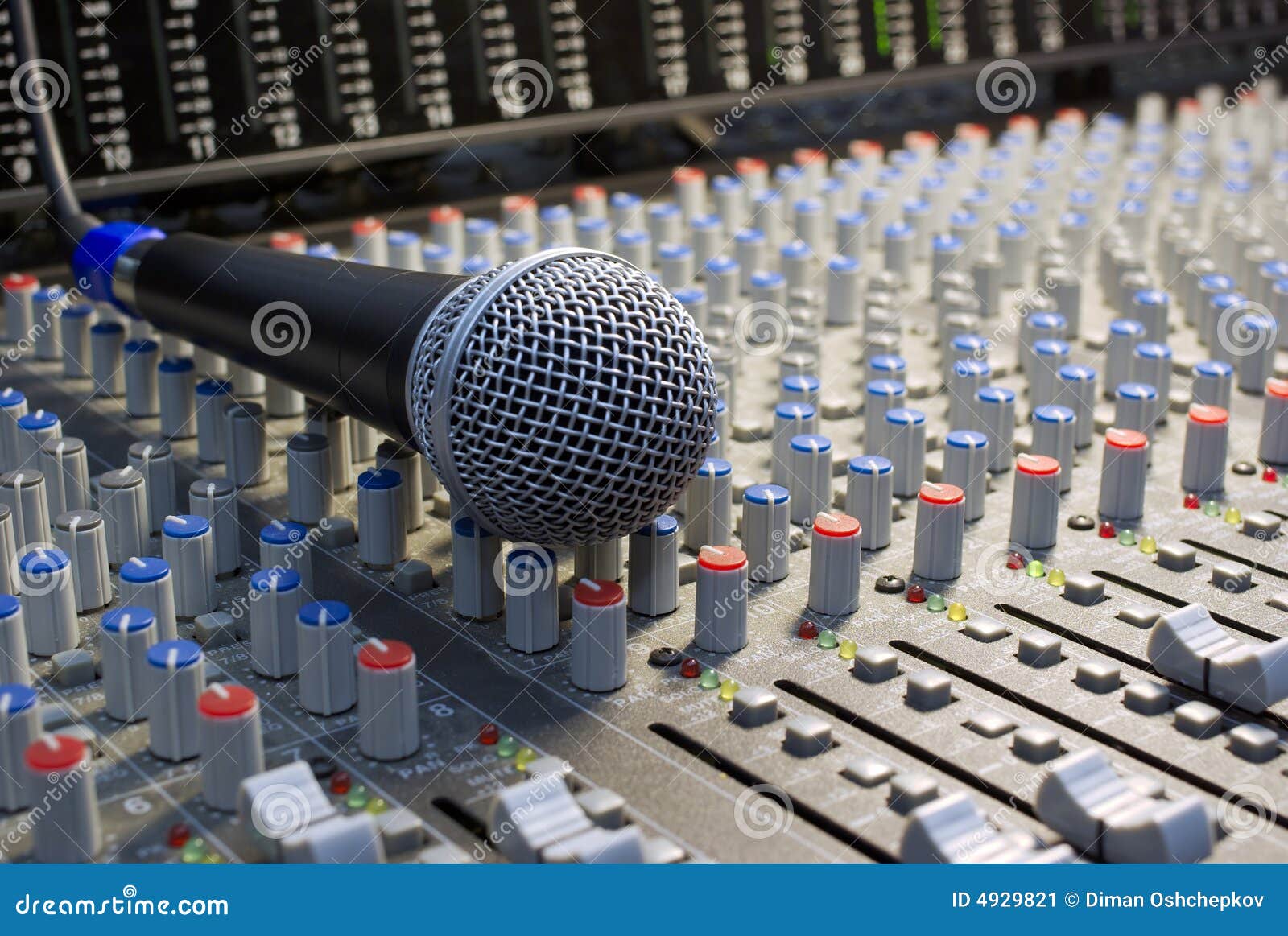 Microphone on the Mixing Desk Stock Image - Image of electronic ...