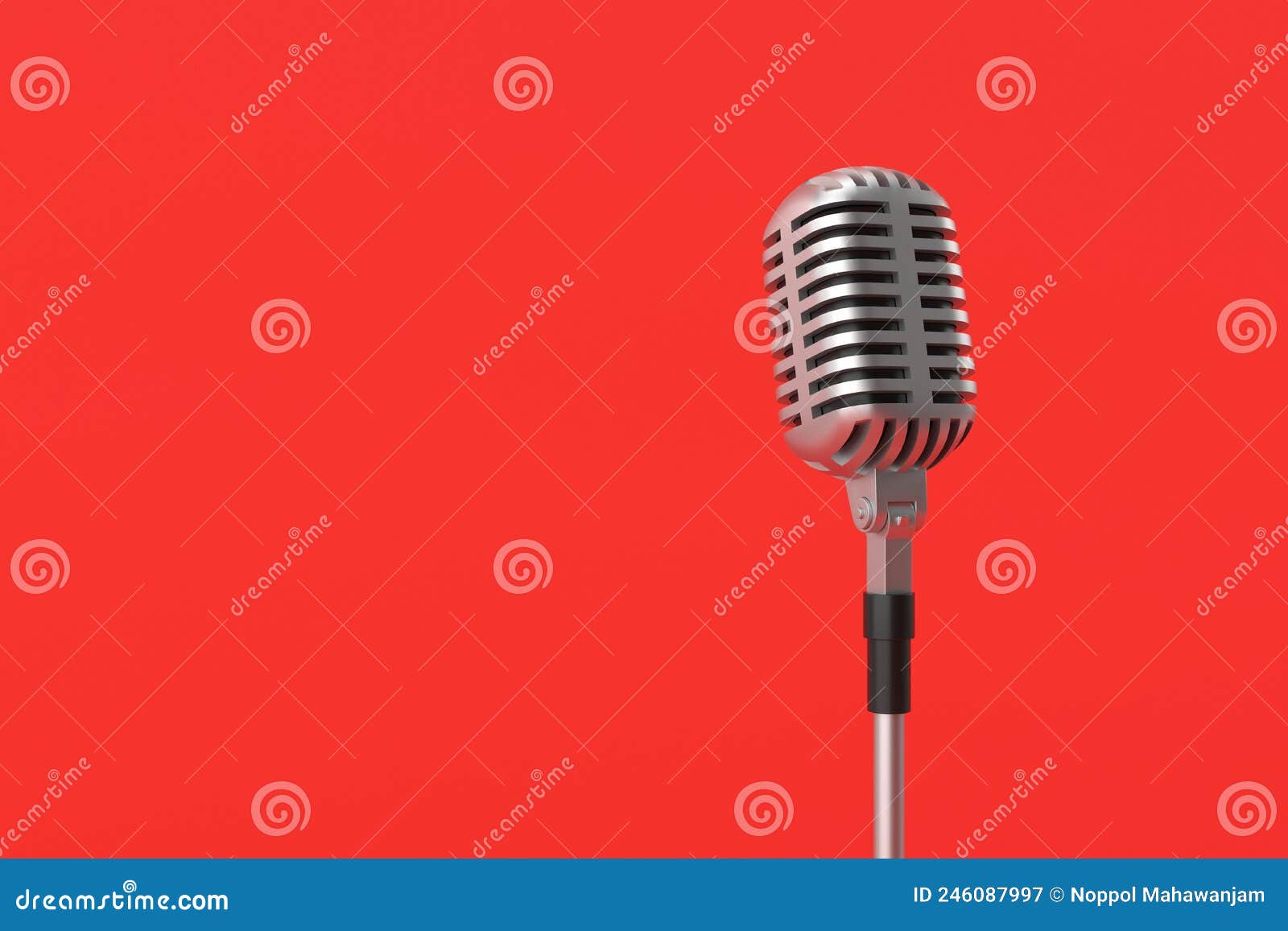Microphone Model on Red Background. 3D Rendering Stock Illustration ...