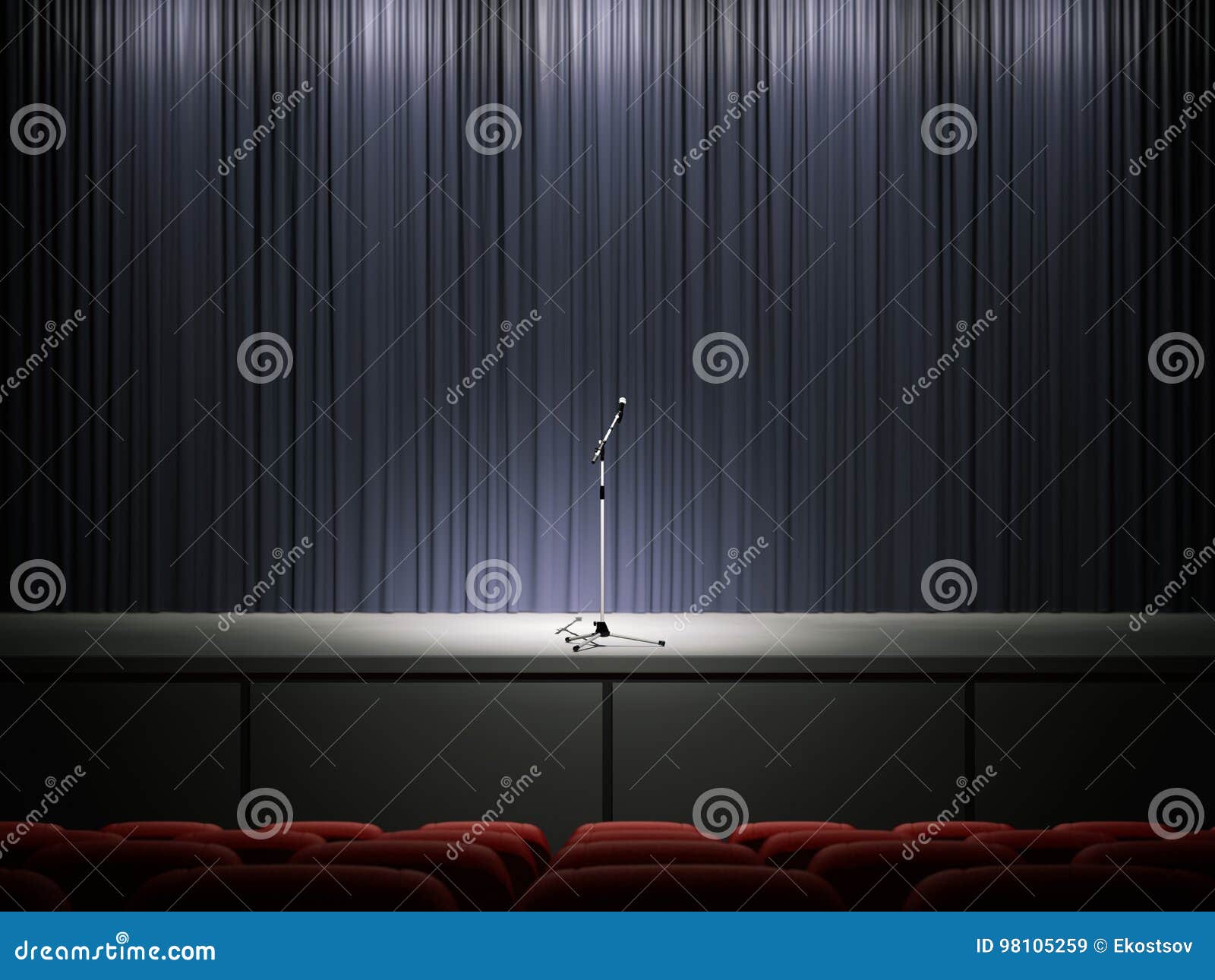 Microphone on a Modern Stage. 3d Rendering Stock Illustration ...