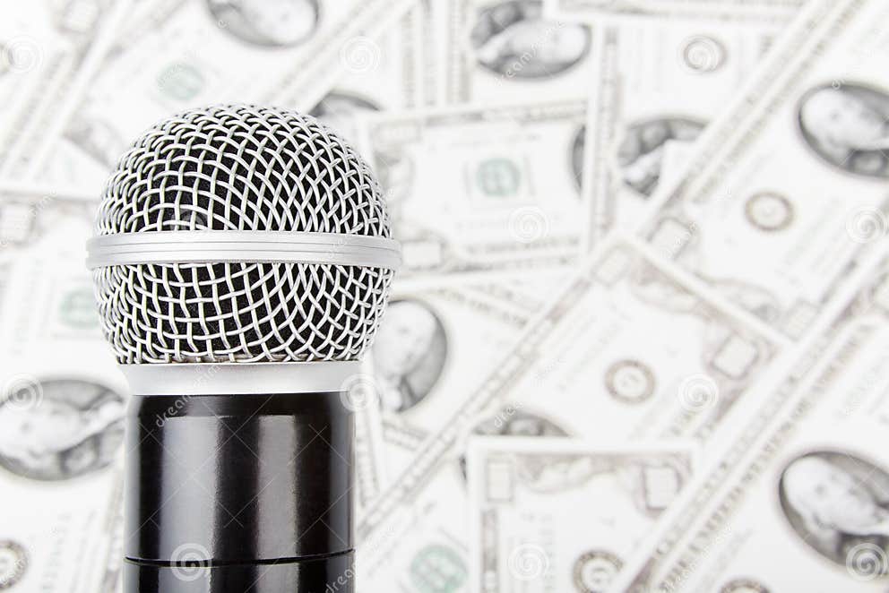 Microphone and money stock photo. Image of investment - 27866232